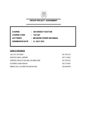 MAF671 CASE Study 2 Written report Final - FACULTY OF ACCOUNTANCY AC220 ...