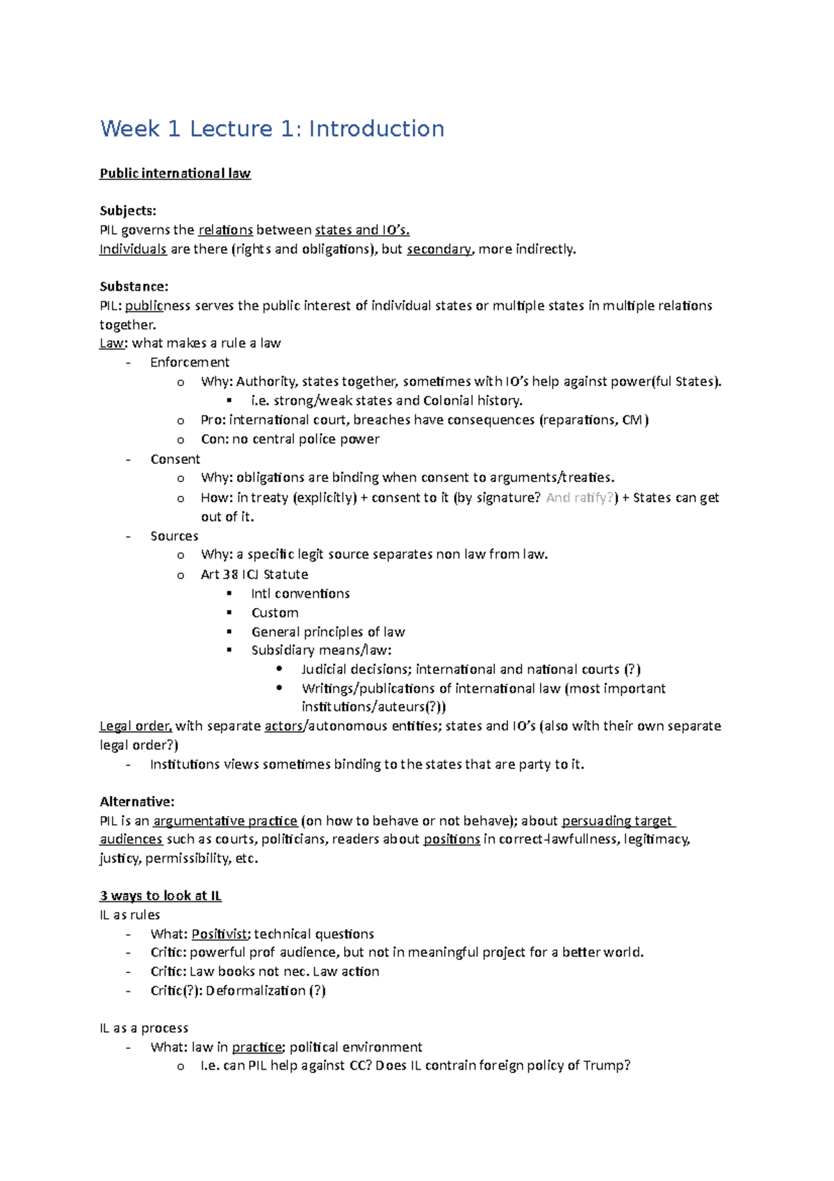PFIL 2019-2020 Week 1 Summary - Week 1 Lecture 1: Introduction Public ...