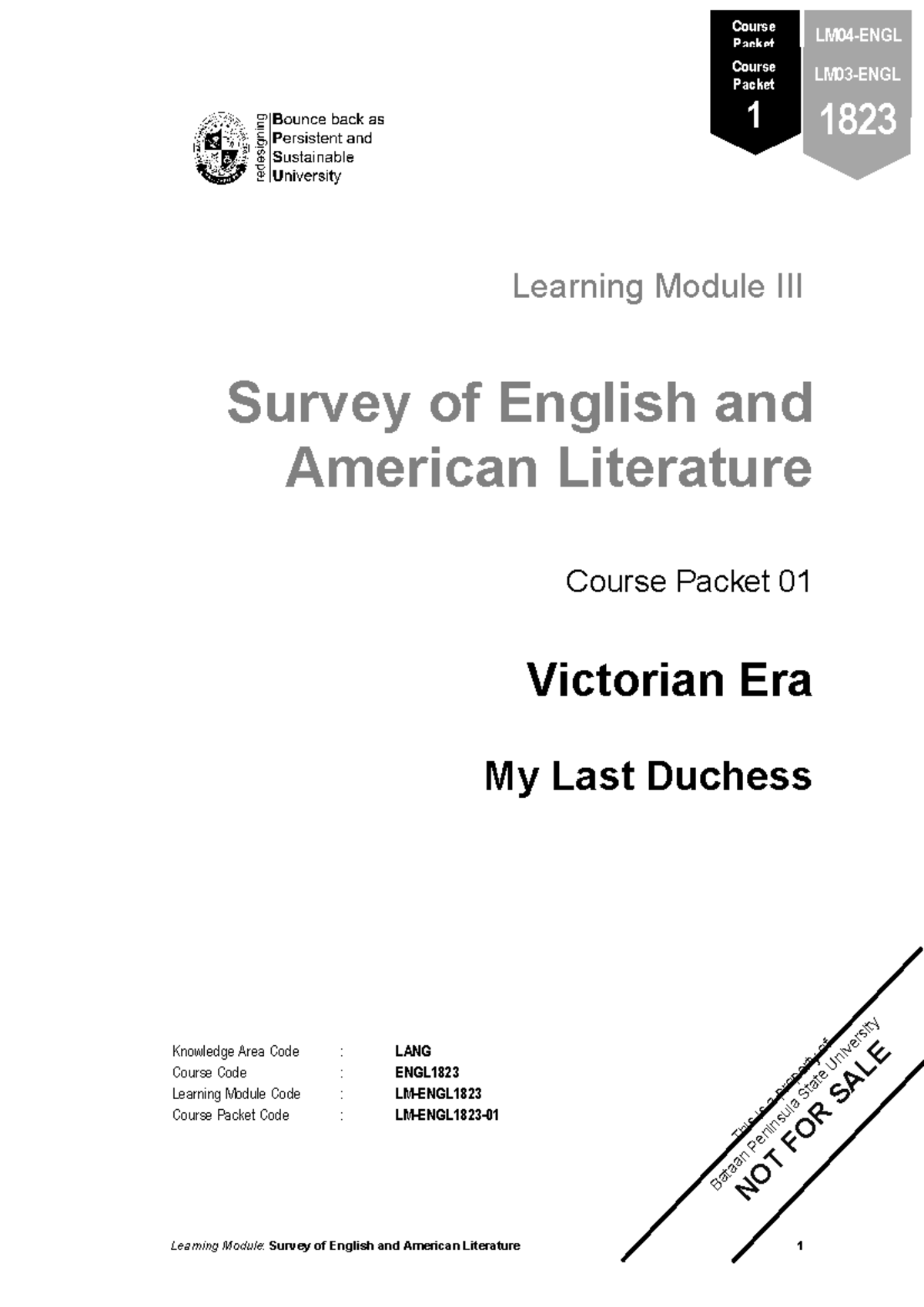 Learning Packet Packet I - LM04-ENGL 0813 Packet 06 LM03-ENGL 1823 ...