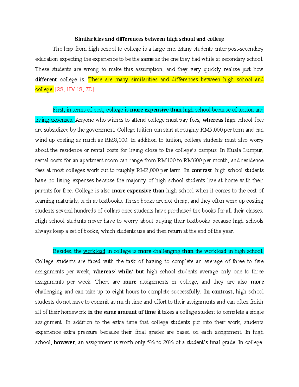 Compare & contrast essay sample - Similarities and differences between ...