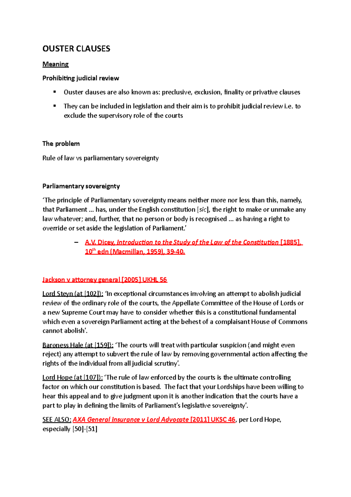9 - Outer Clauses - Lecture notes 9 - OUSTER CLAUSES Meaning Prohibiing ...