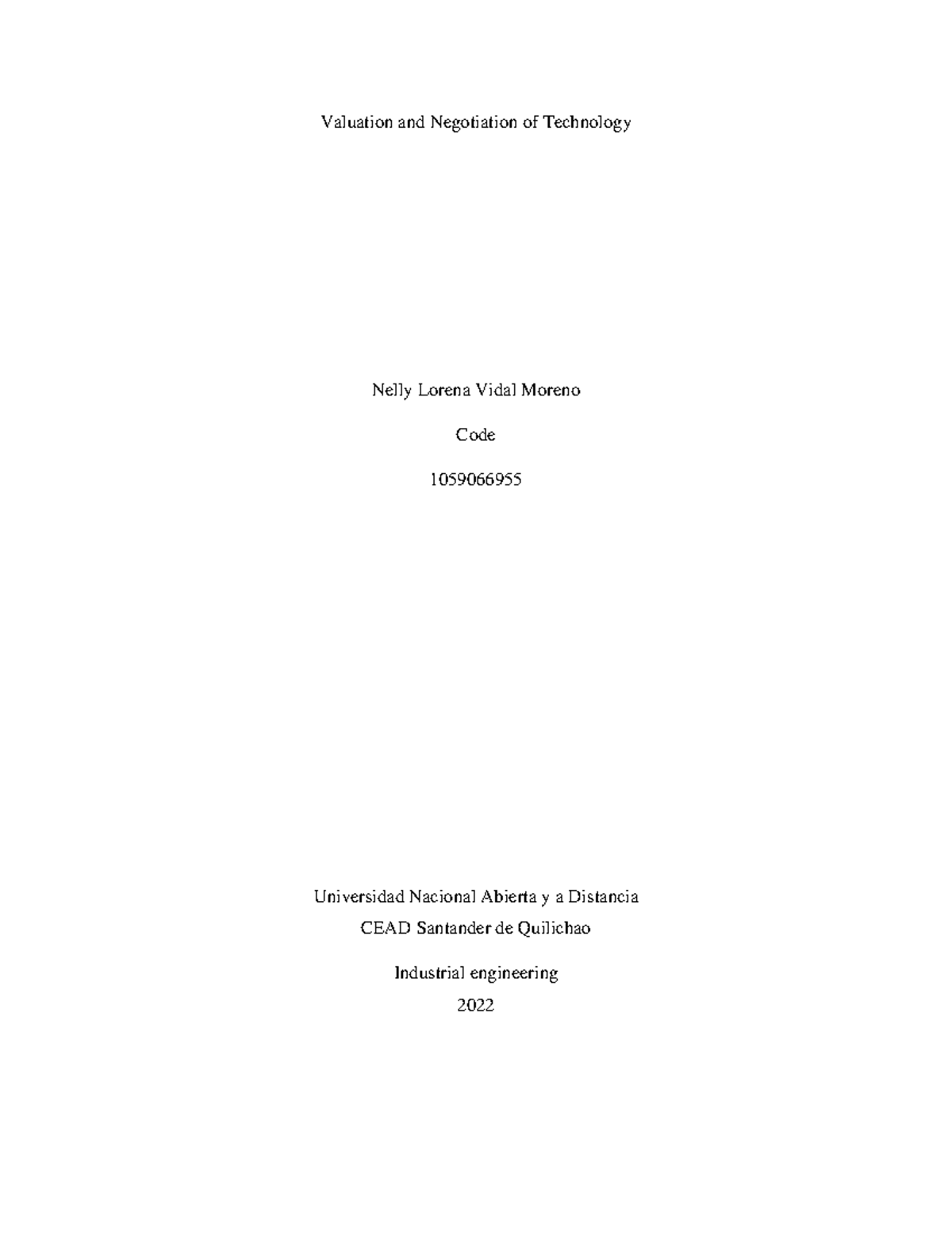 VNT Step 1 Nelly Vidal Group 115 - Valuation and Negotiation of ...