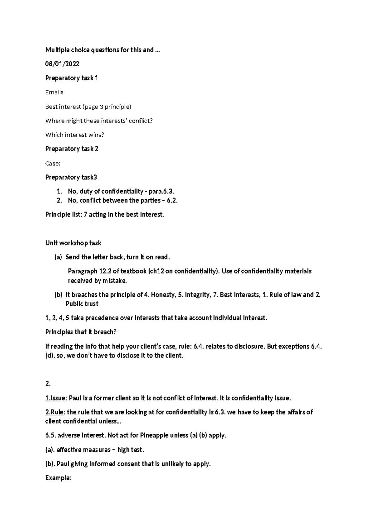 PCR 1 - practice notes - structure answer - Multiple choice questions ...