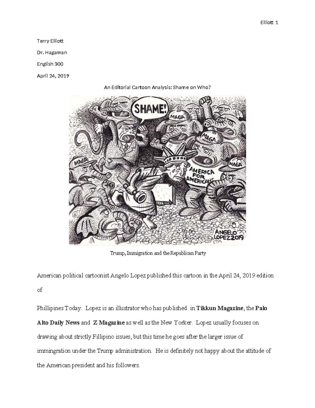 Analysis of Political Cartoon Terry Elliott - Terry Elliott Dr. Hagaman ...