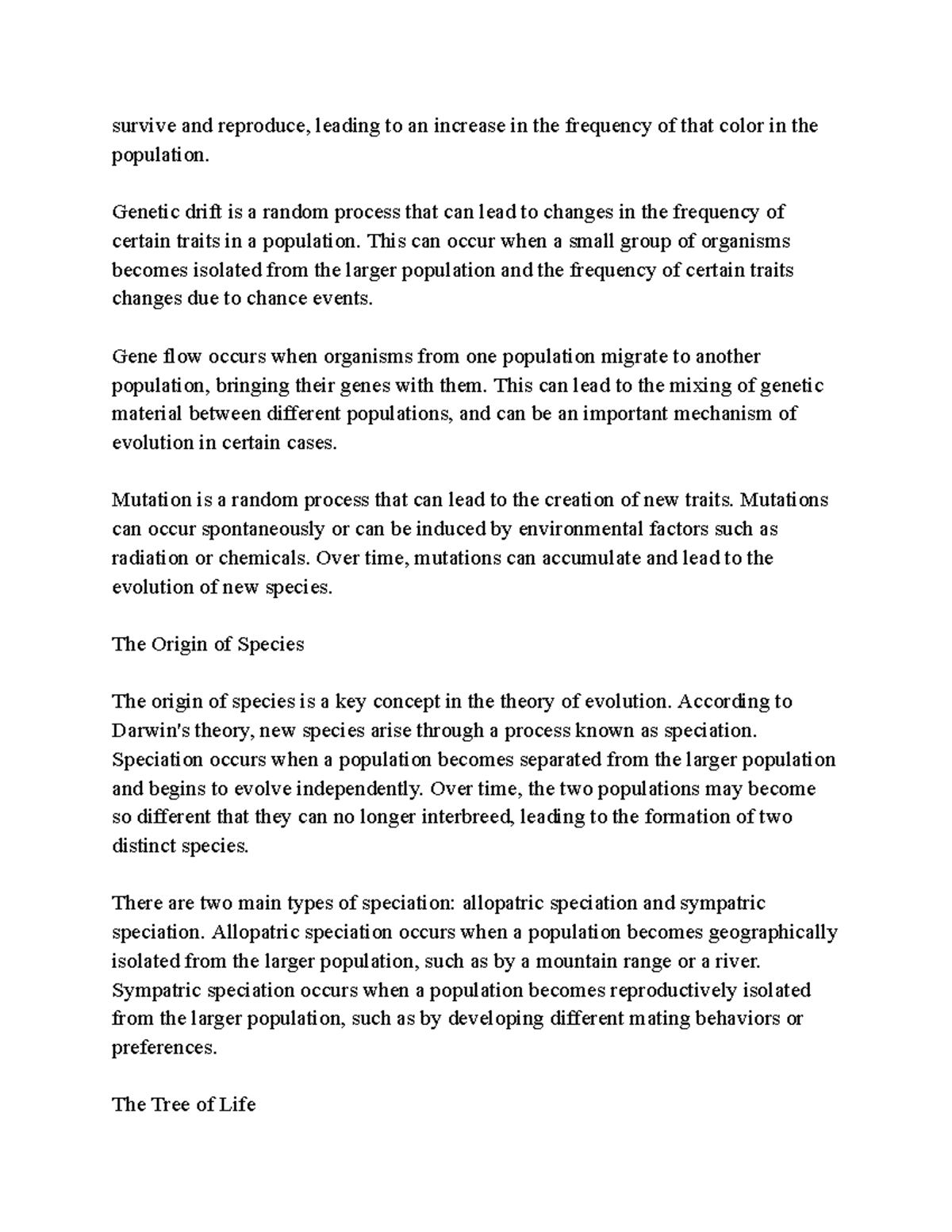 Evolution Notes 2- Google Docs - survive and reproduce, leading to an ...