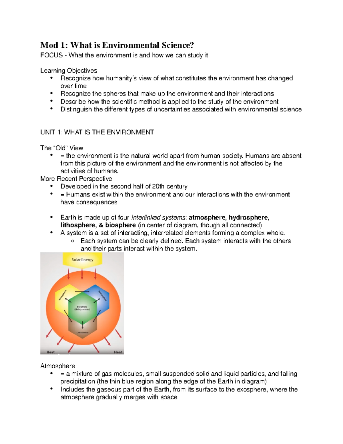 Module 1 Notes: Introduction - ENVIRSC 1C03 - McMaster - Studocu