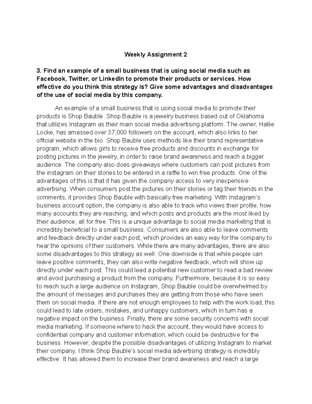 ELE 3010 Weekly Assignment 2 - Weekly Assignment 2 Find an example of a ...