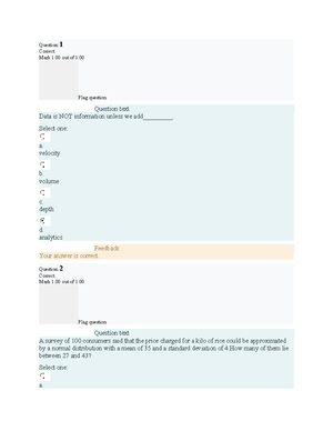 Calculus 2 midterm examination - Question 1 Correct Mark 1 out of 1. Flag question Question text ...