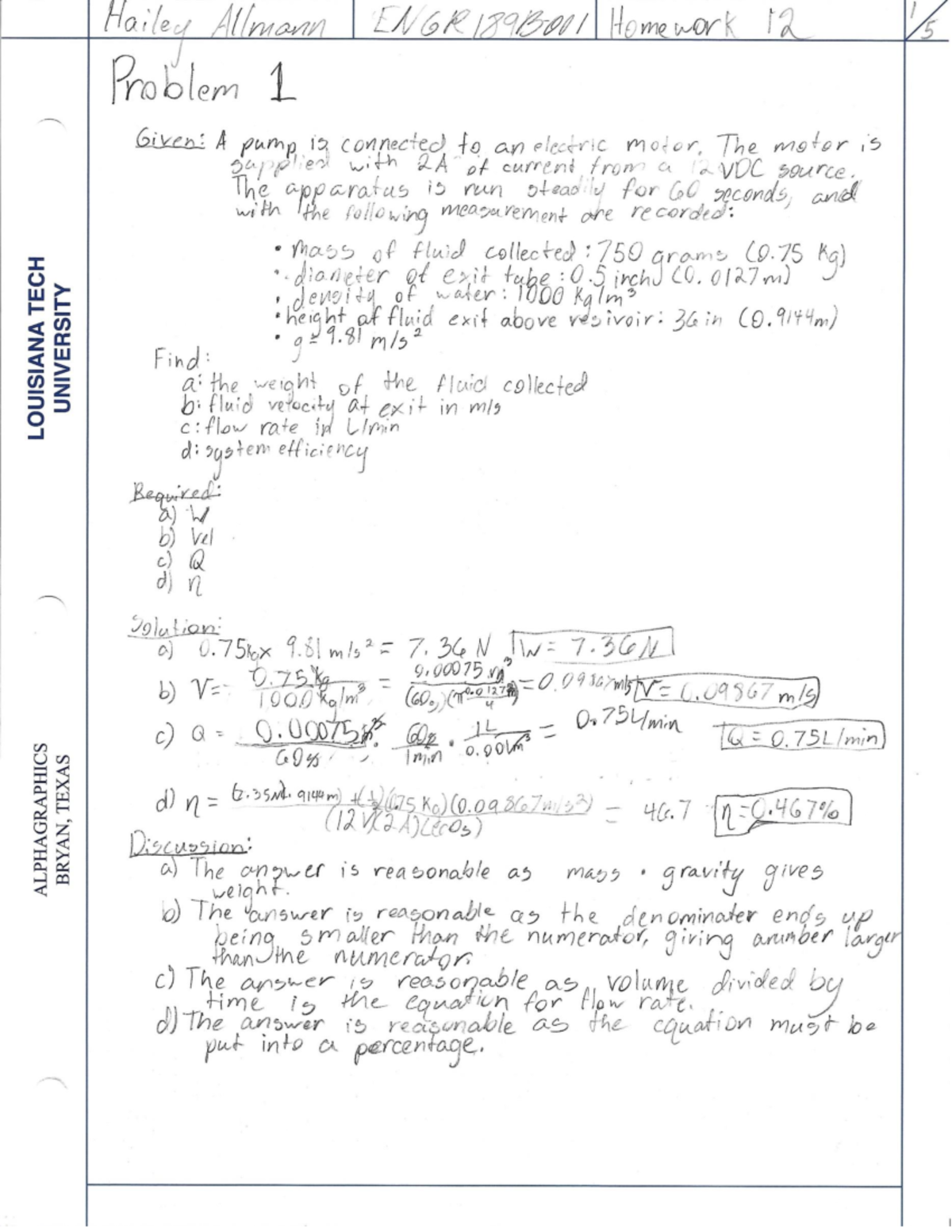 ENGR Homework 12 - Starting in Class 14, you will be given the ...