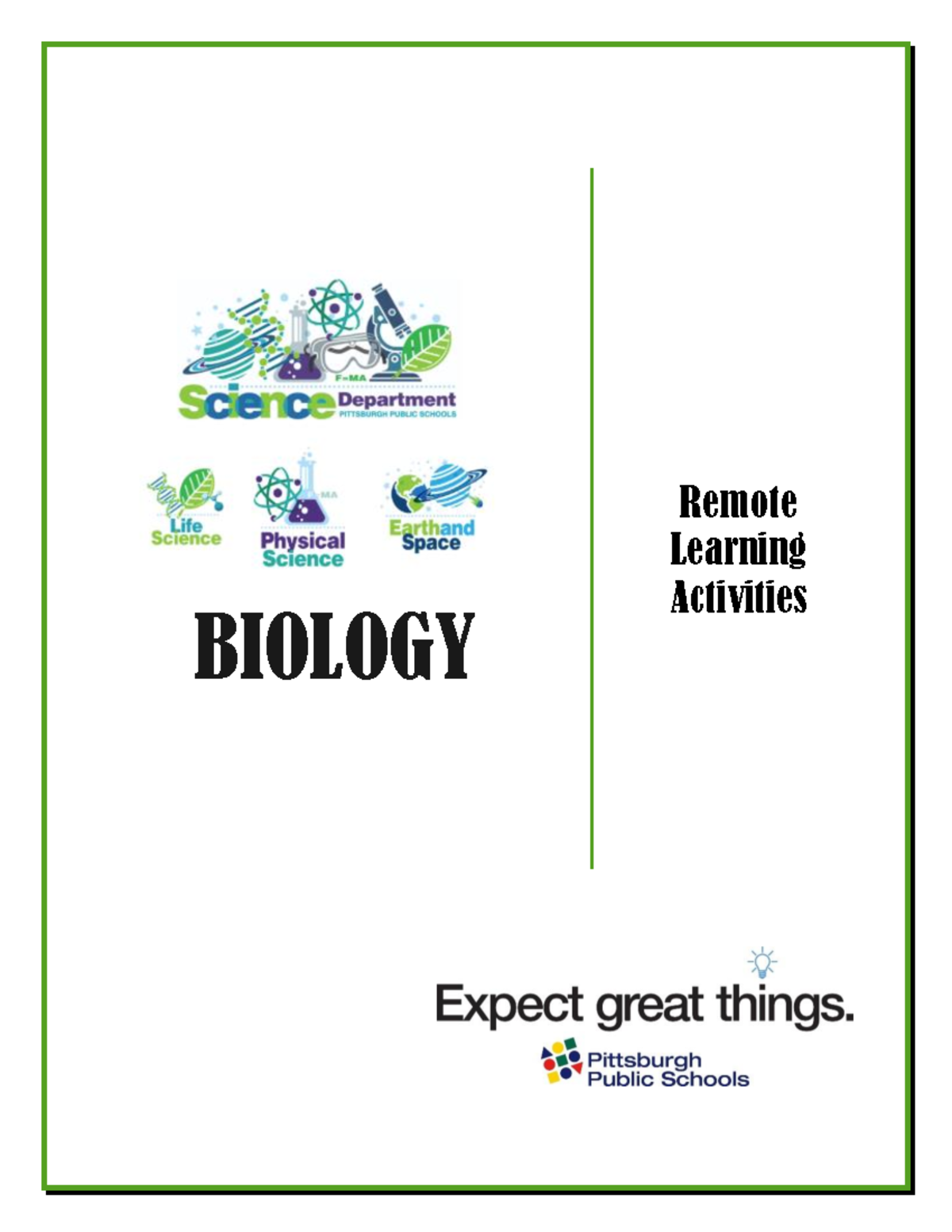 Science Biology - basics - BIOLOGY Remote Learning Activities High ...
