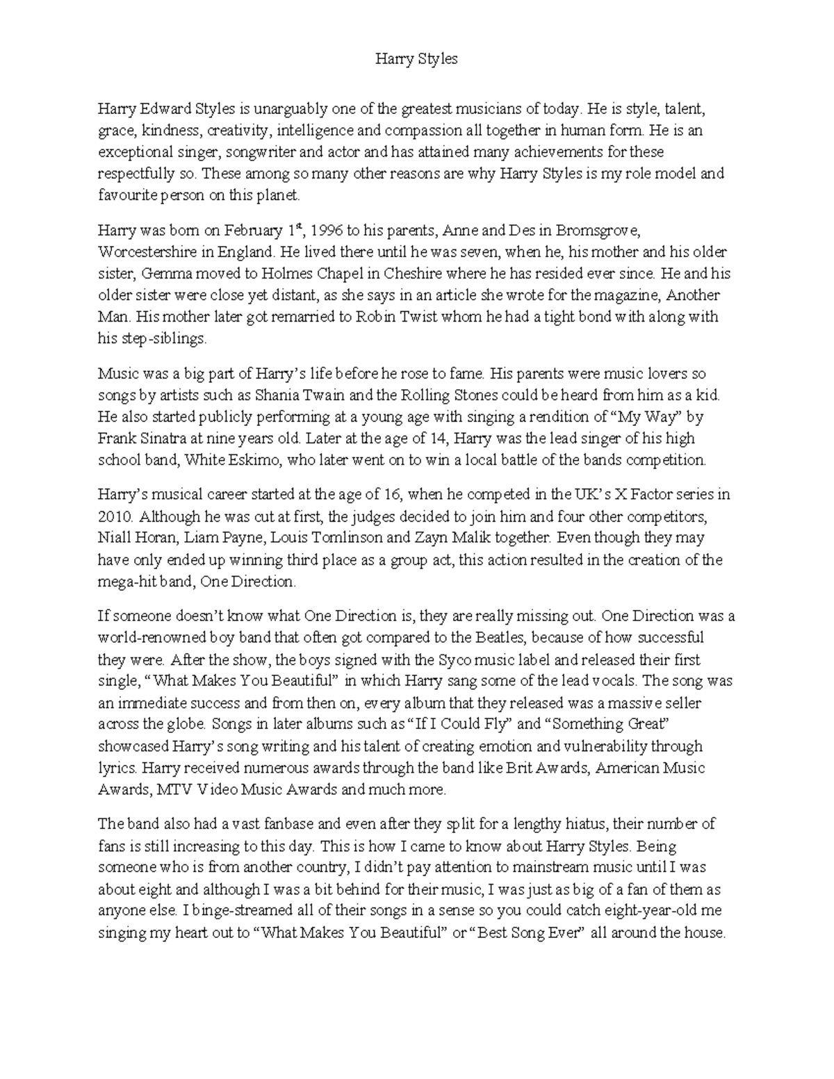 Harry Styles - Task was to highlight a favourite artist - Harry Styles ...