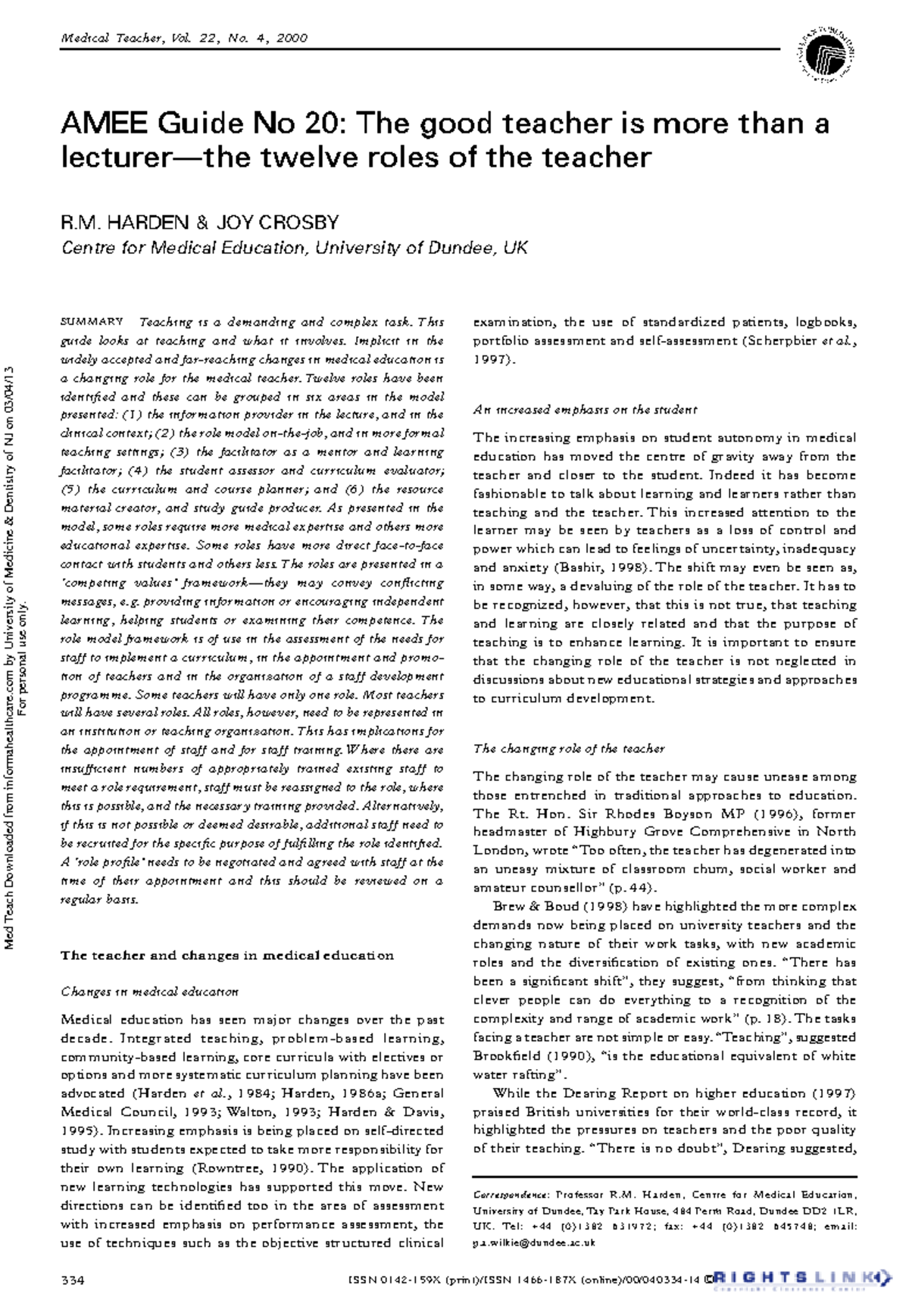 The Good Teacher - AMEE Guide No 20: The good teacher is more than a ...