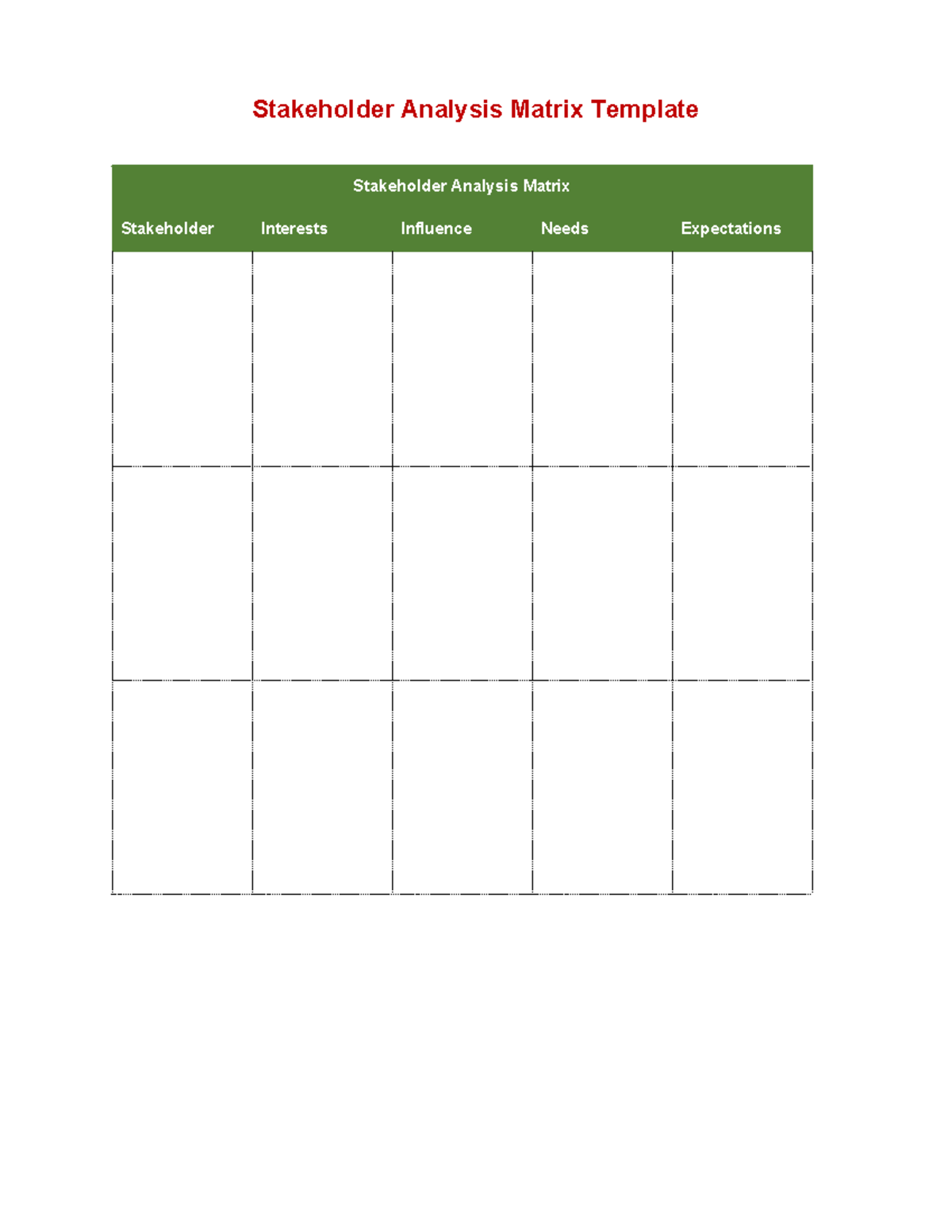 Stakeholder Analysis Matrix Example - EBMV201 - Stakeholder Analysis ...