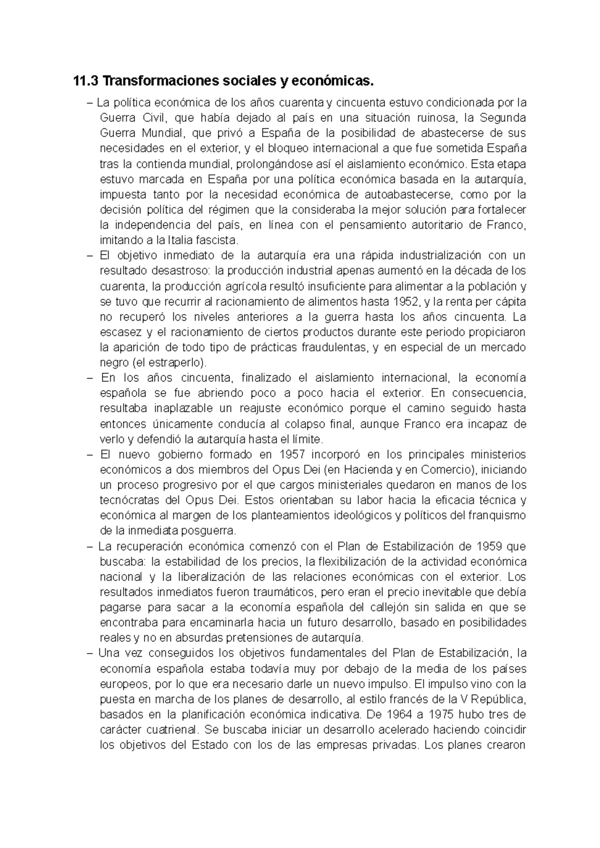 11.3 franco Transformaciones sociales y económicas - ⎯ La política económica de los años ...