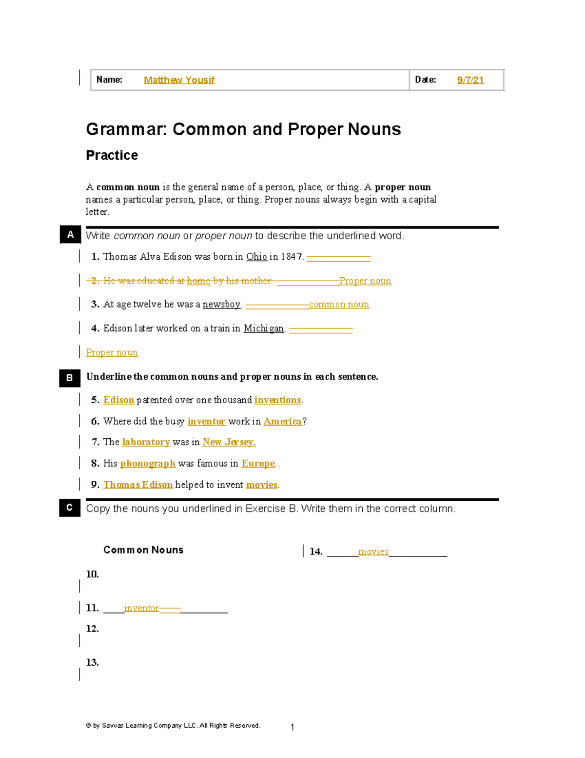 LIT17 ANC G7 GW Co Pr No - for reading - Name: Matthew Yousif Date: 9/7 ...