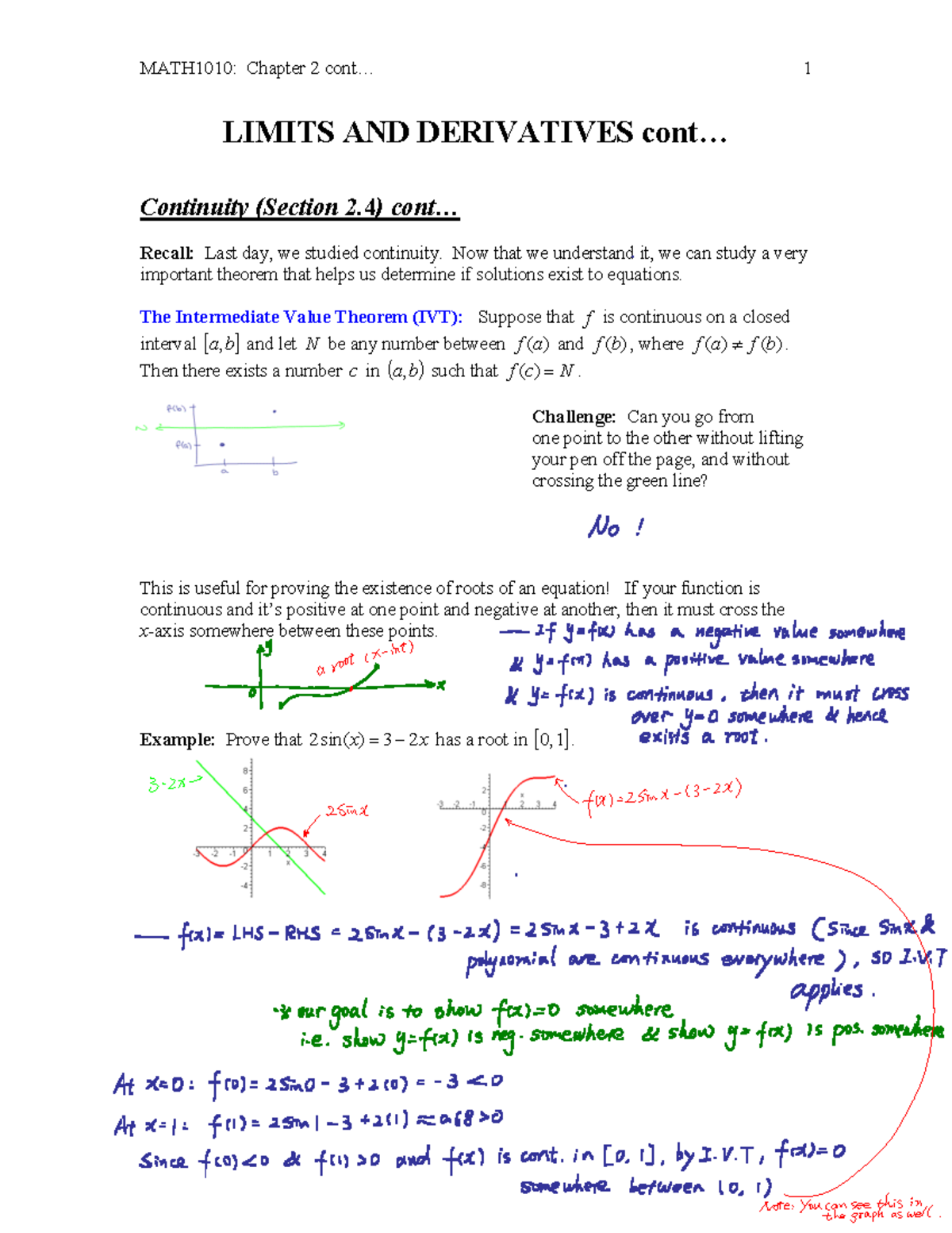 Week 3 calc lecture - LIMITS AND DERIVATIVES cont... Continuity (Section 2. 4 ) cont... Recall ...
