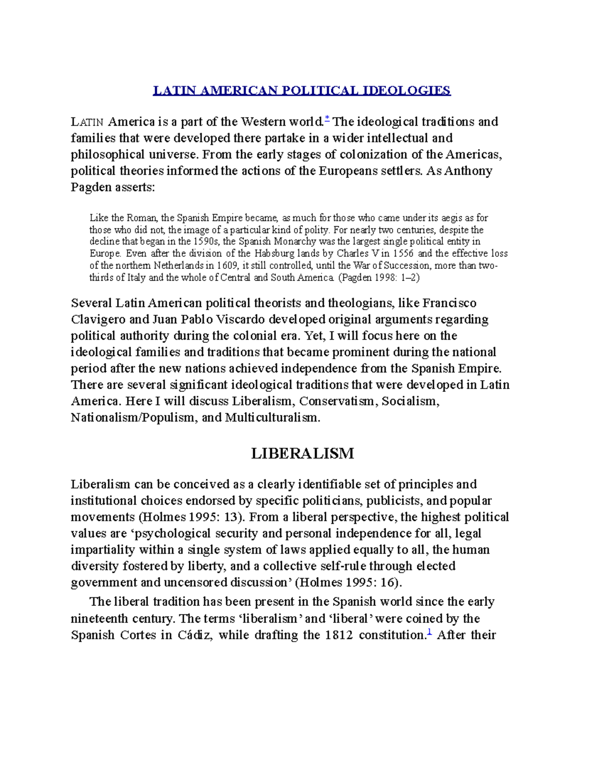 Latin American Political Ideologies - LATIN AMERICAN POLITICAL ...