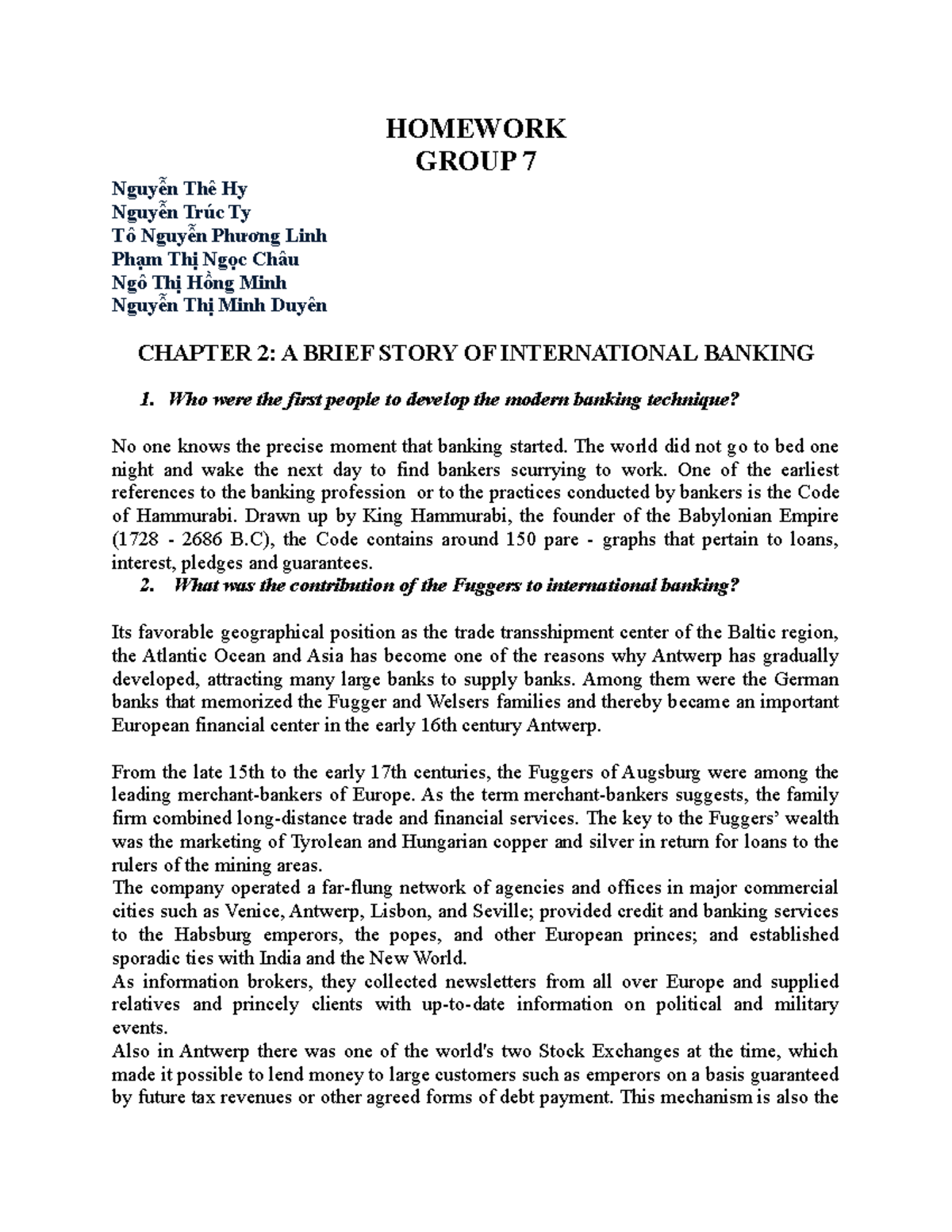 Homework Chapter 2,3 - ok nha - HOMEWORK GROUP 7 Nguyễn Thê Hy Nguyễn Trúc Ty Tô Nguyễn Phương ...