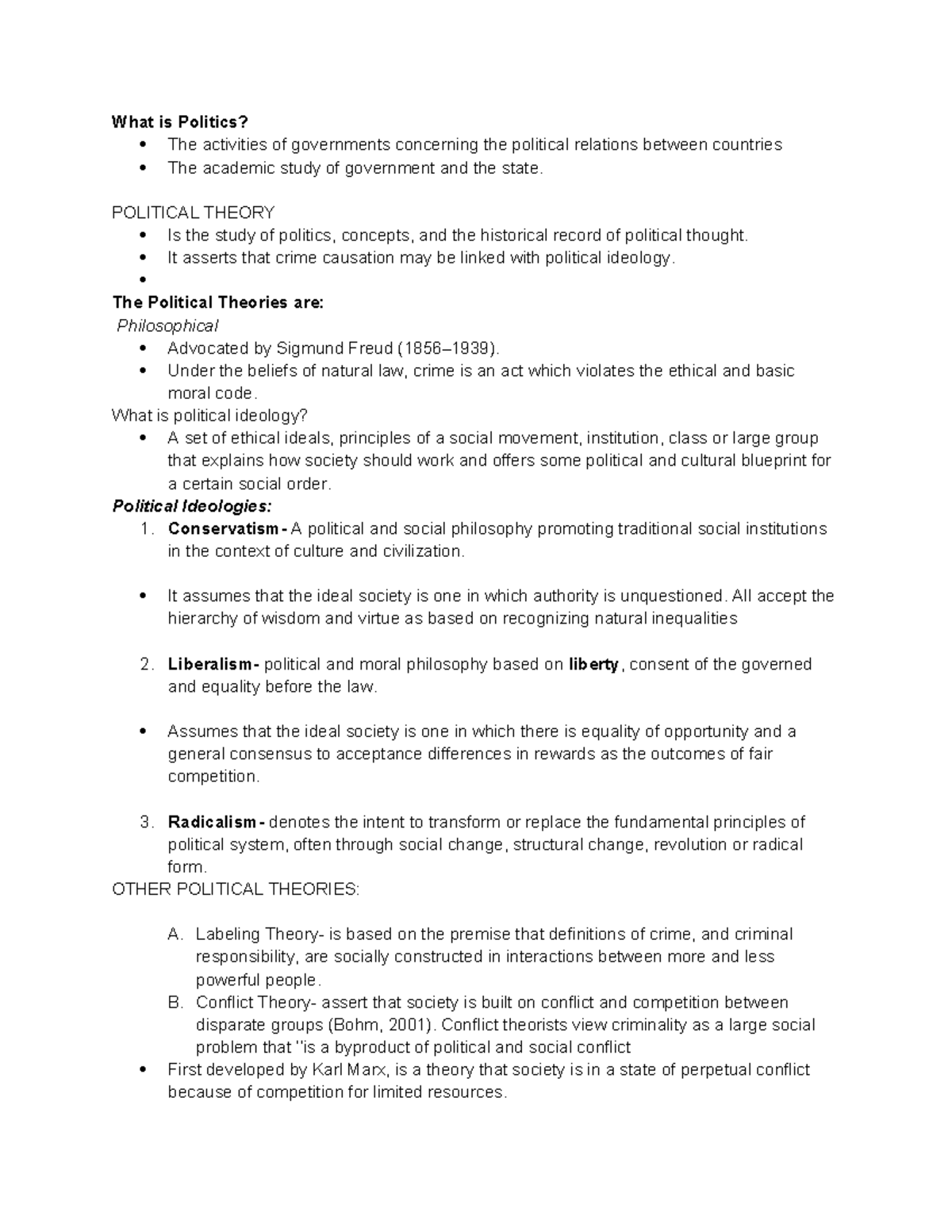 Political Theories FACT Sheets - What is Politics? The activities of ...