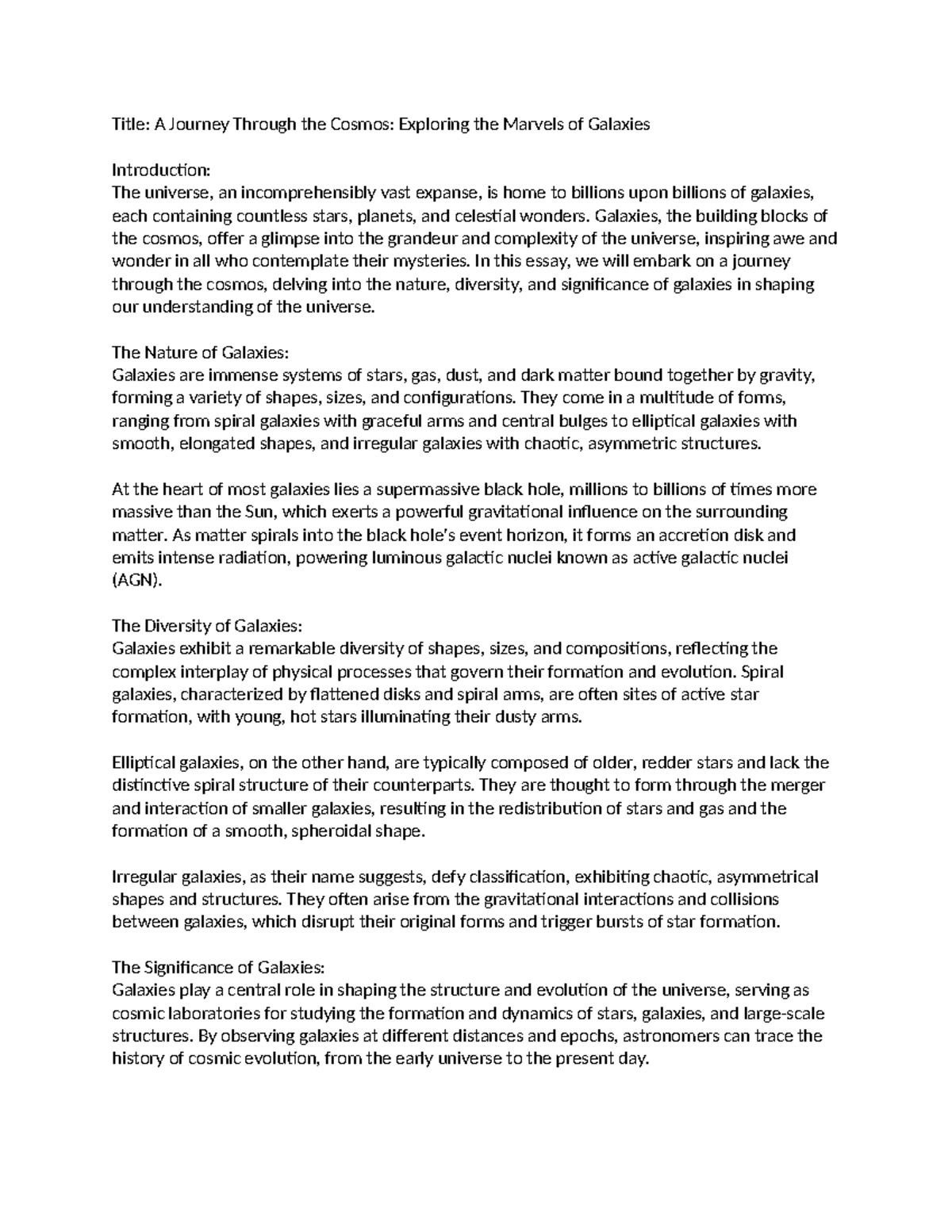 A Journey Through the Cosmos- Exploring the Marvels of Galaxies - Title ...