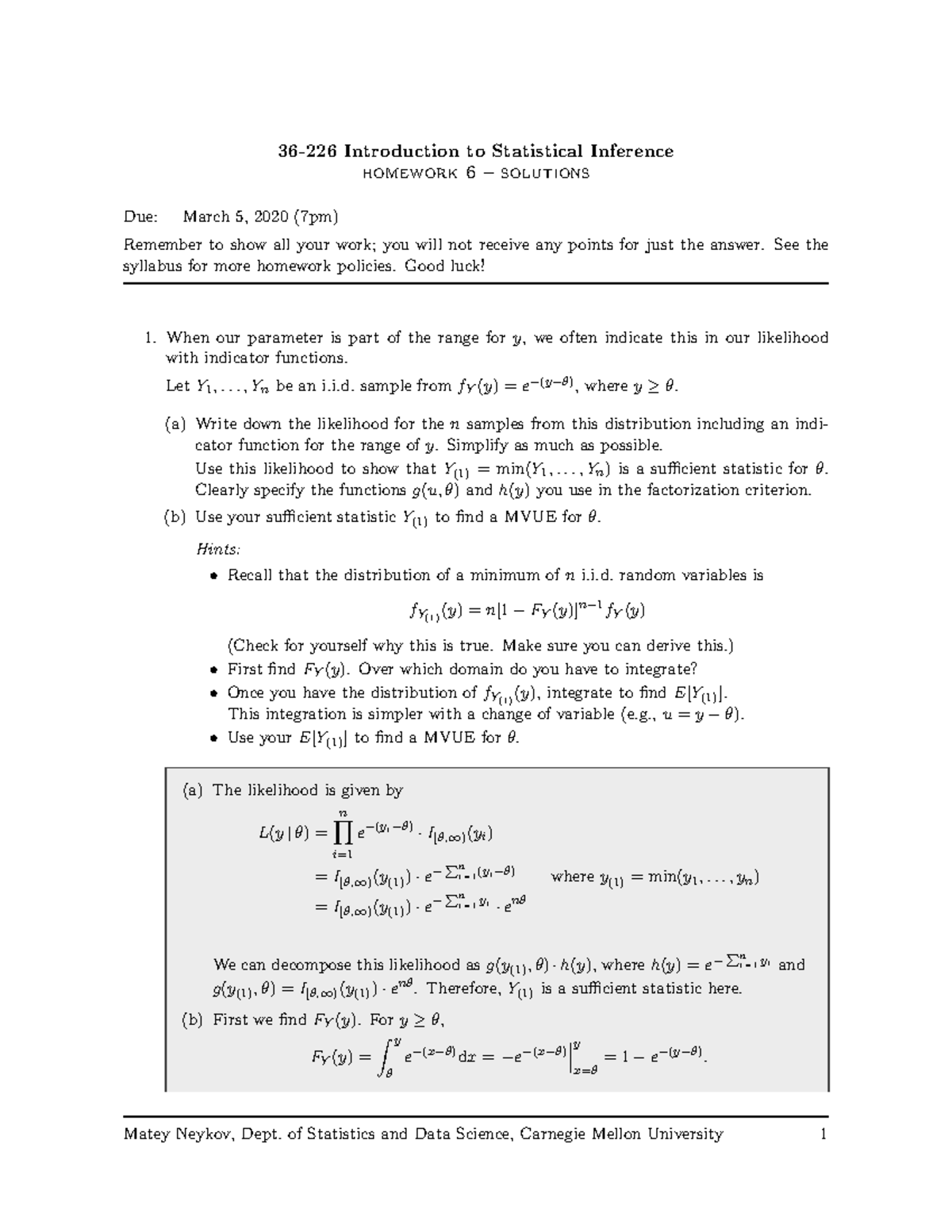 Homework 6 solutions - 36-226 Introduction to Statistical Inference ...