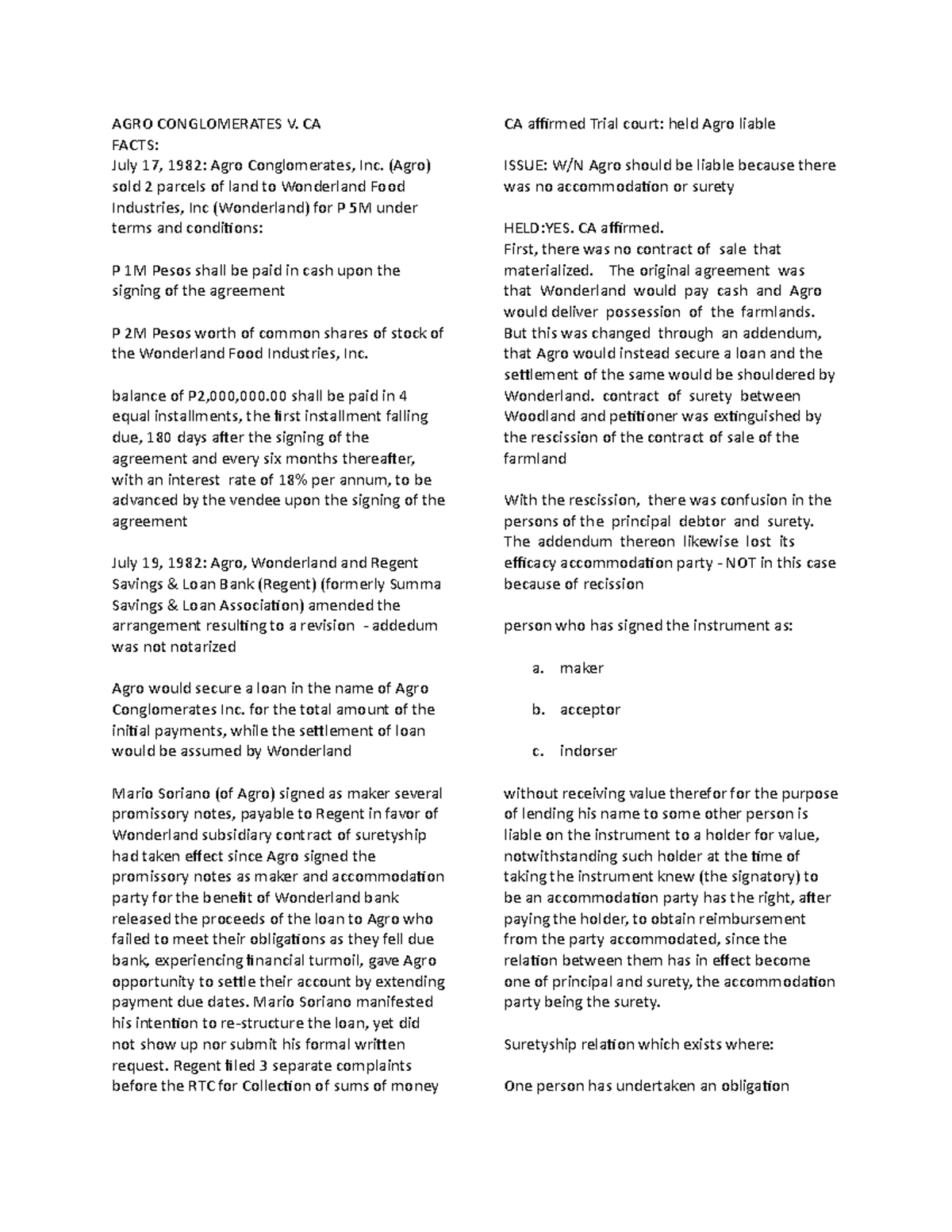 293359053 Credit Cases Guaranty Surety and Pledge - AGRO CONGLOMERATES ...