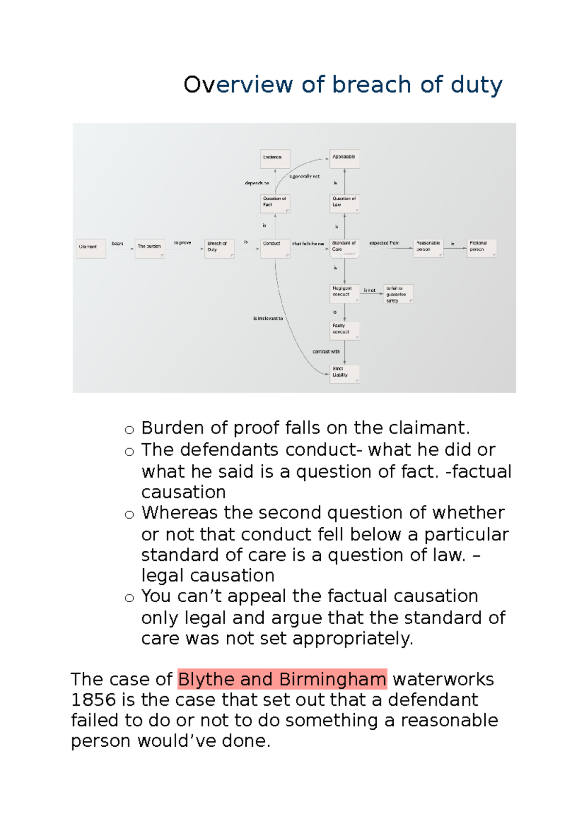 Breach Of Duty - Overview of breach of duty o Burden of proof falls on ...