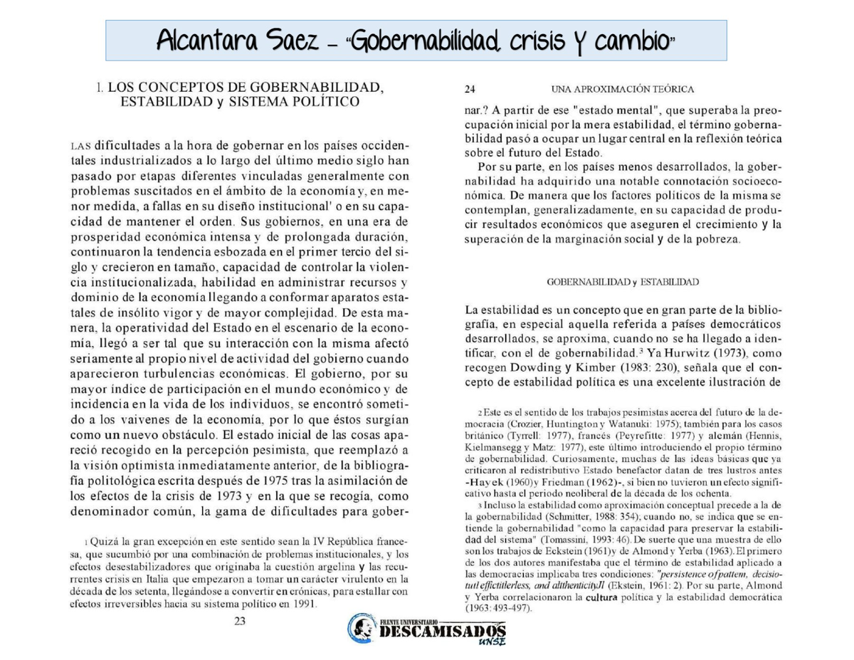 Alcantara Saez - gobernabilidad,crisis y cambio - Estado y Políticas Públicas - Studocu