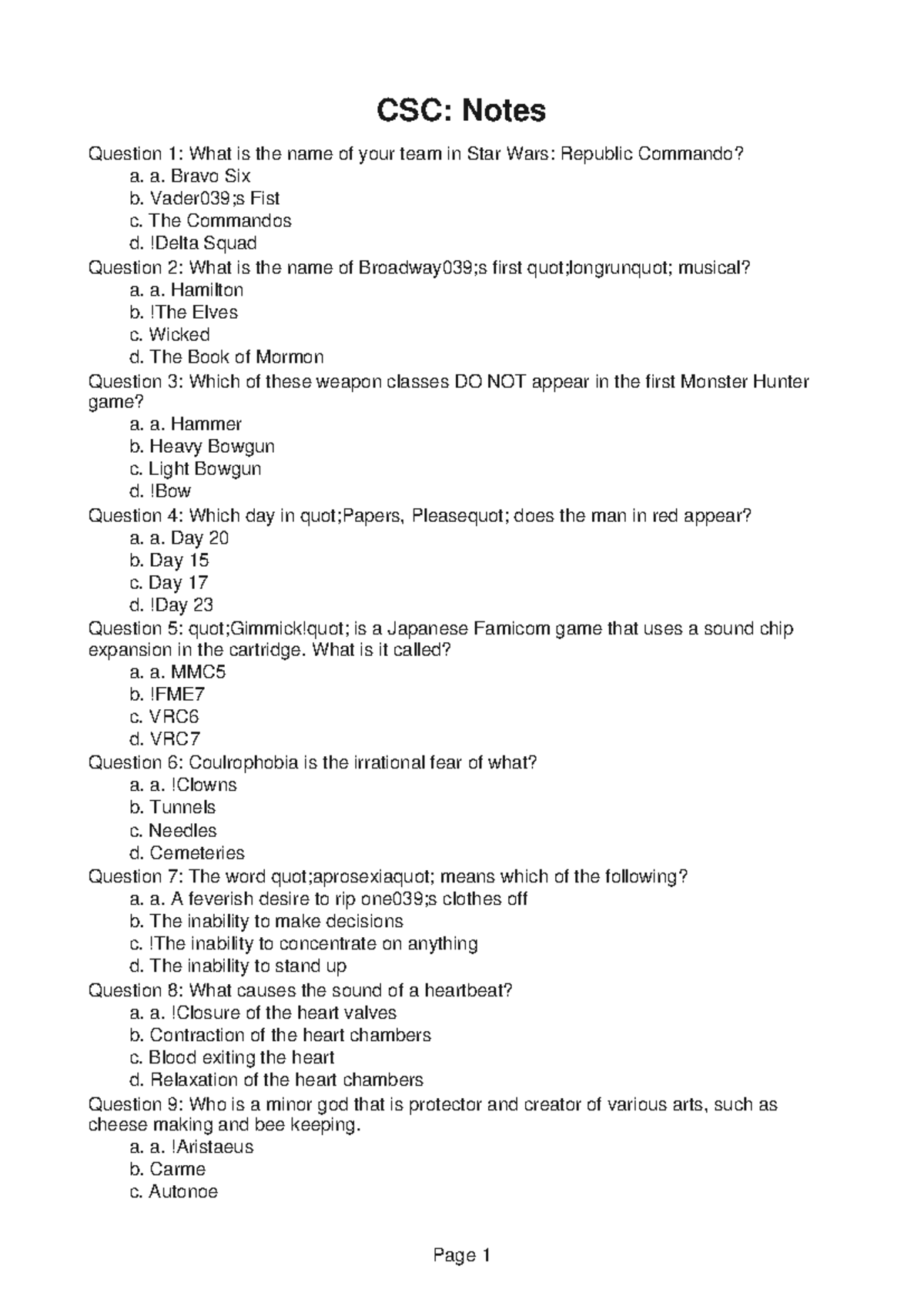 CSC112-Test-9 - CSC112-Test-9CSC112-Test-9CSC112-Test-9 - CSC: Notes ...