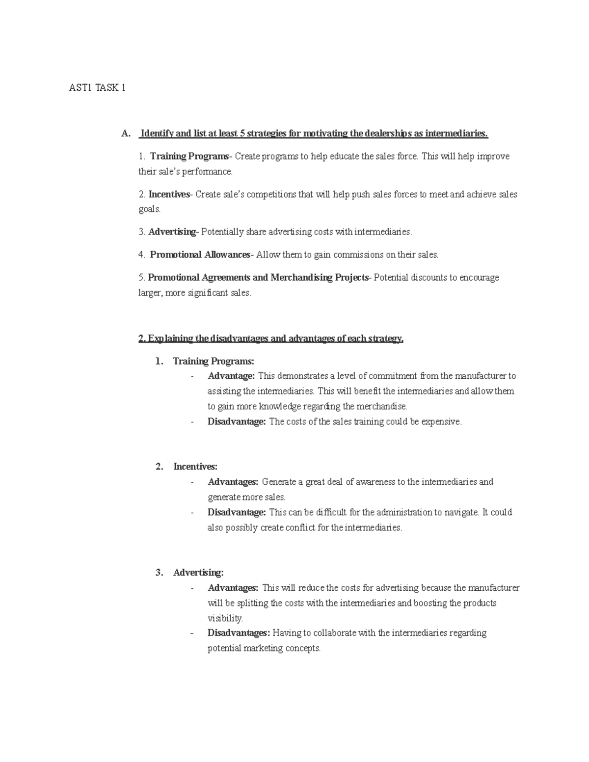 AST1 TASK 1 - Tasks 1 - AST1 TASK 1 A. Identify and list at least 5 ...