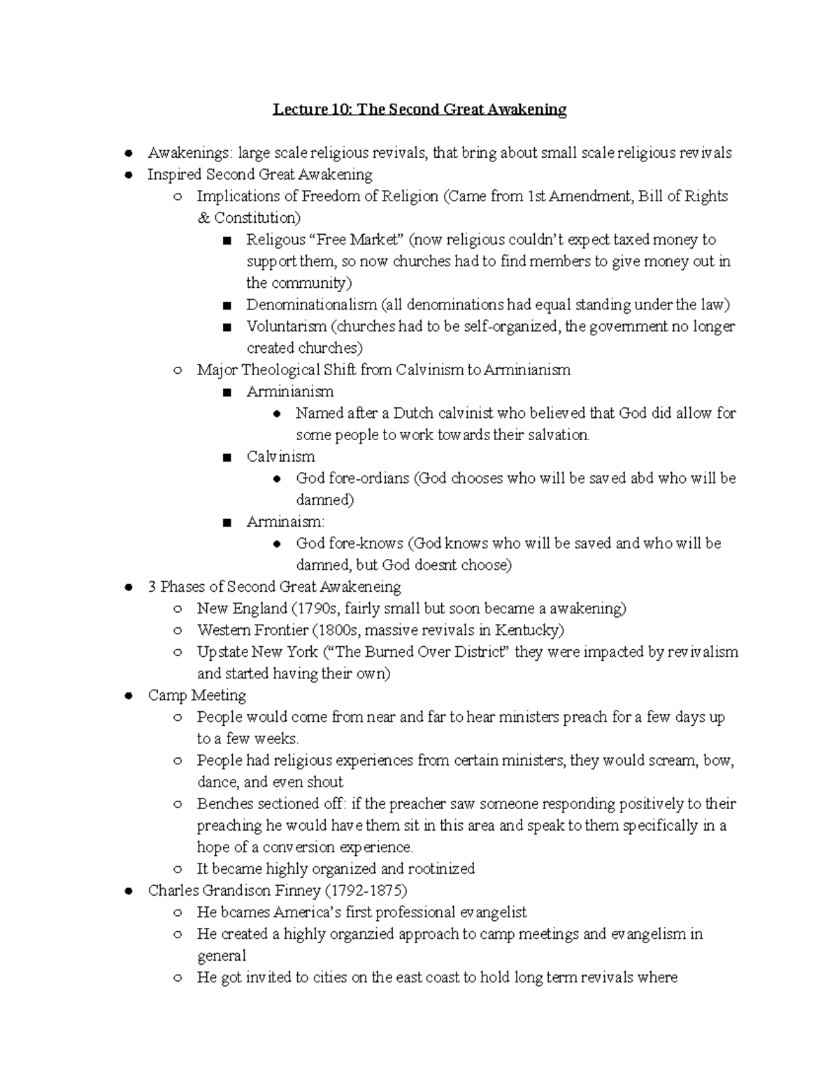 Lecture 10 Reading Notes - Lecture 10: The Second Great Awakening ...