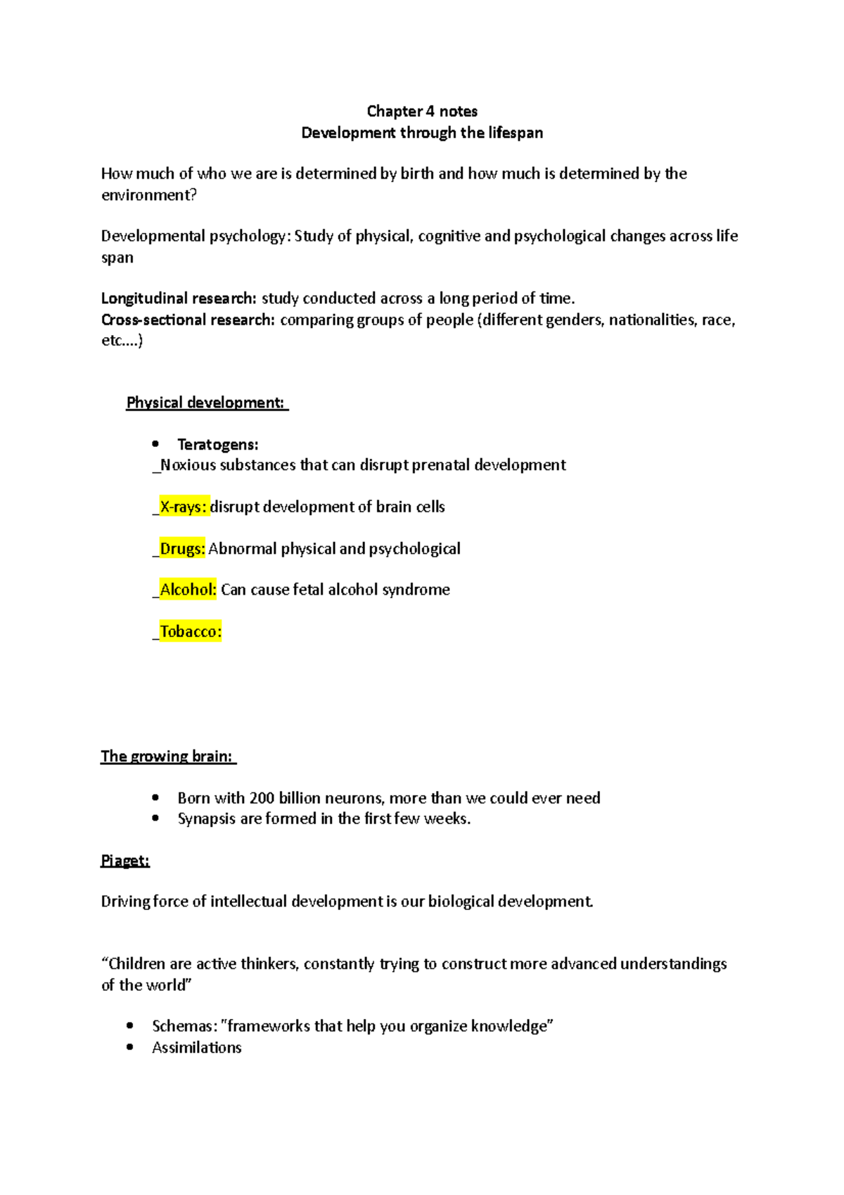 Session-4-Development - Chapter 4 notes Development through the ...
