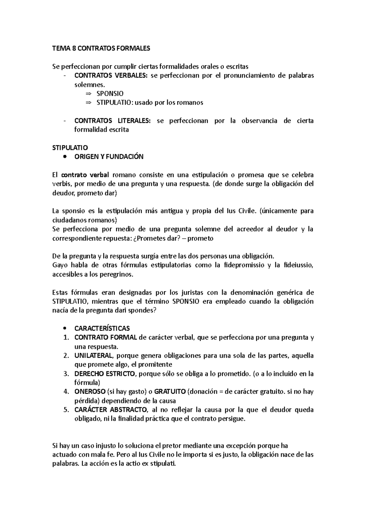 TEMA 8 Contratos Formales - TEMA 8 CONTRATOS FORMALES Se perfeccionan ...