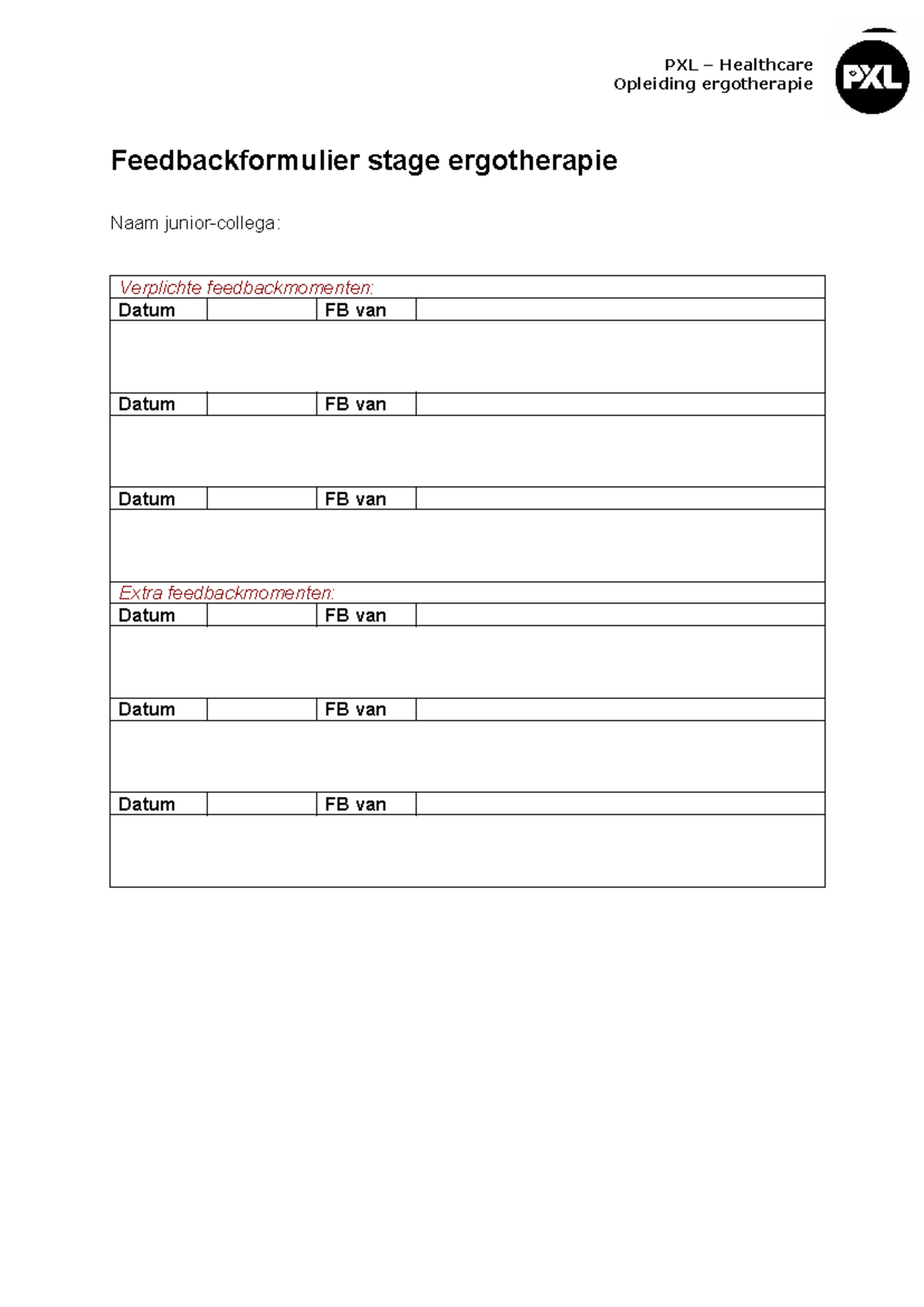 Feedbackformulier stage ergotherapie - Handelingsvaardigheden ...