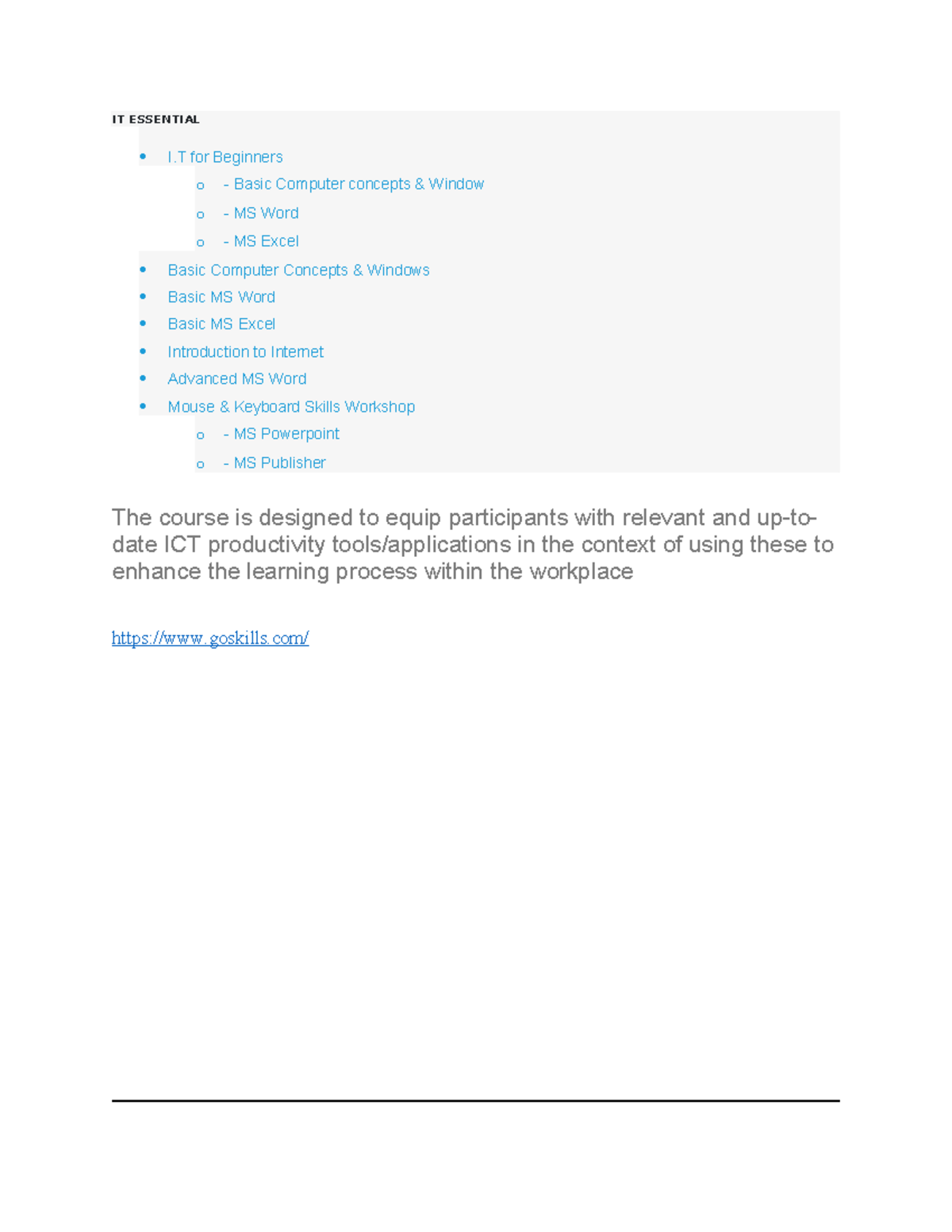 Office productivity courses - IT ESSENTIAL I for Beginners o - Basic ...