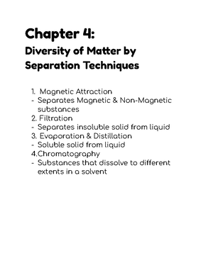 Science Sec 1 [Chapter 3] Notes - Chapter 3: Diversity of Maer by ...
