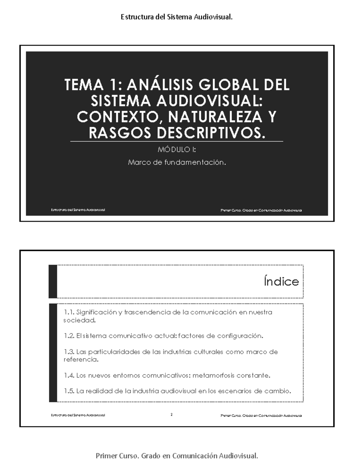Estructura del Sistema Audiovisual Esquema 1 - 1 TEMA 1: ANÁLISIS GLOBAL DEL SISTEMA AUDIOVISUAL ...