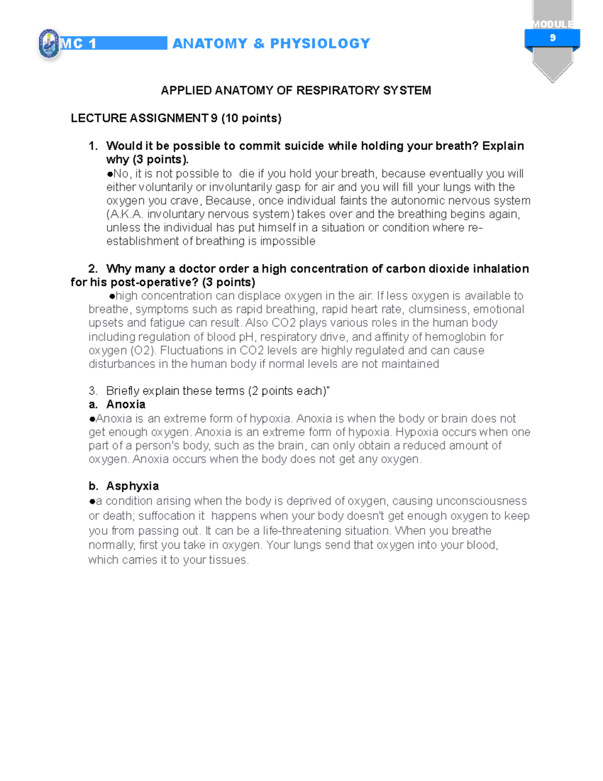 [Template] MC 1 Assignment 9 bachelor of science in nursing - MC 1 ...