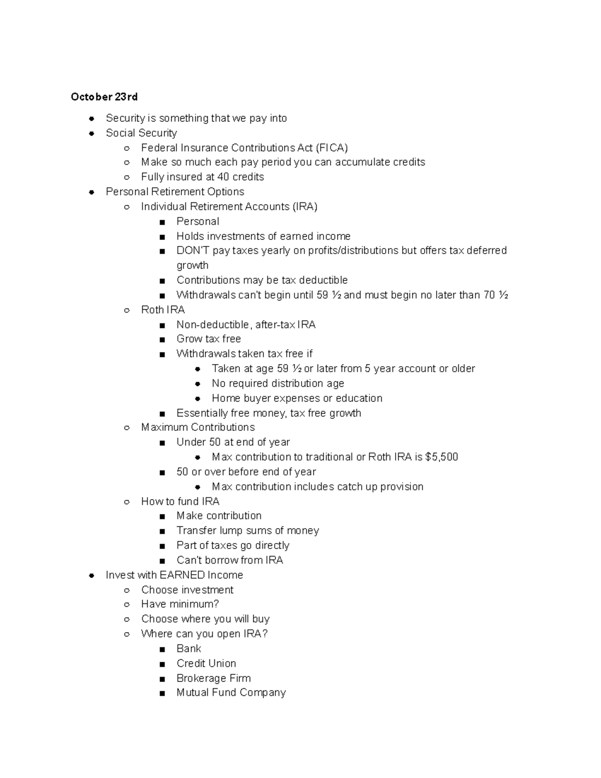 Social Security Notes - HDFS 238 Personal Finance - October 23rd ...