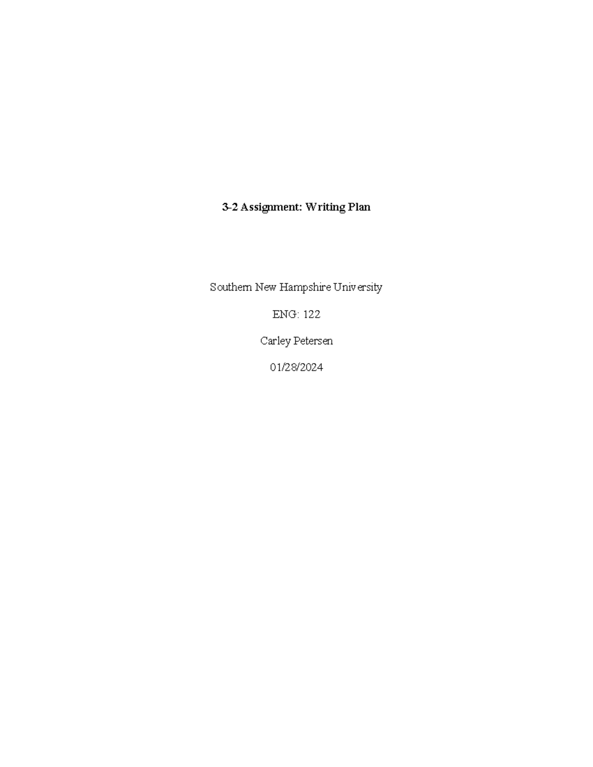 3-2 Assignment - Writing Plan - 3-2 Assignment: Writing Plan Southern ...