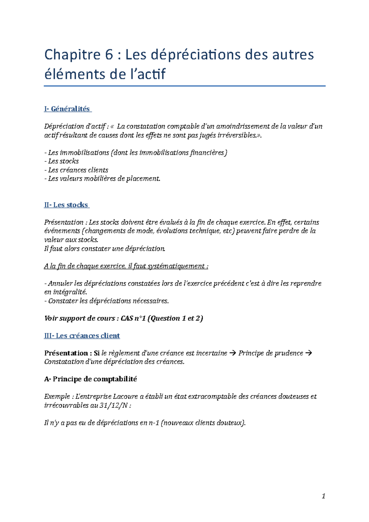 L2 - S4 - Compta approfondie ( Chapitre 6) - Chapitre 6 : Les des ...