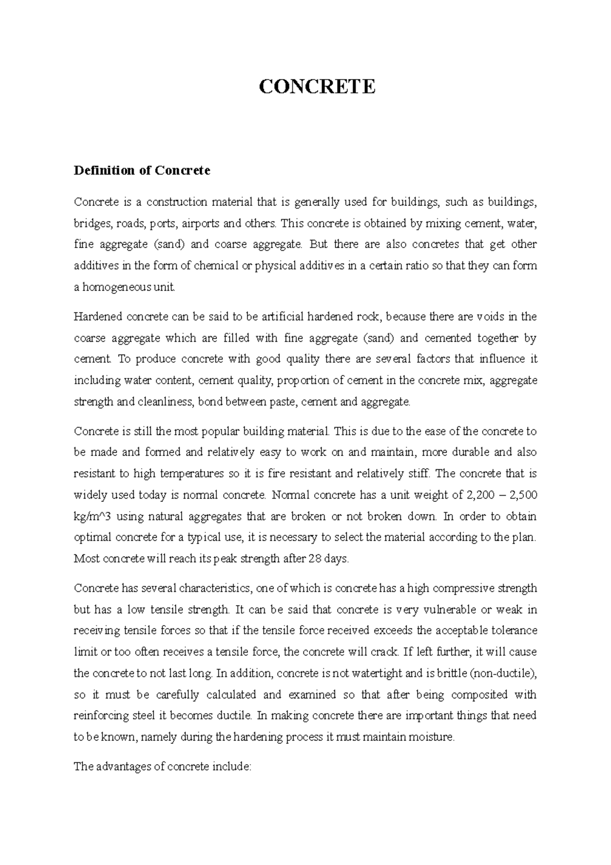 Definition of Concrete - CONCRETE Definition of Concrete Concrete is a ...