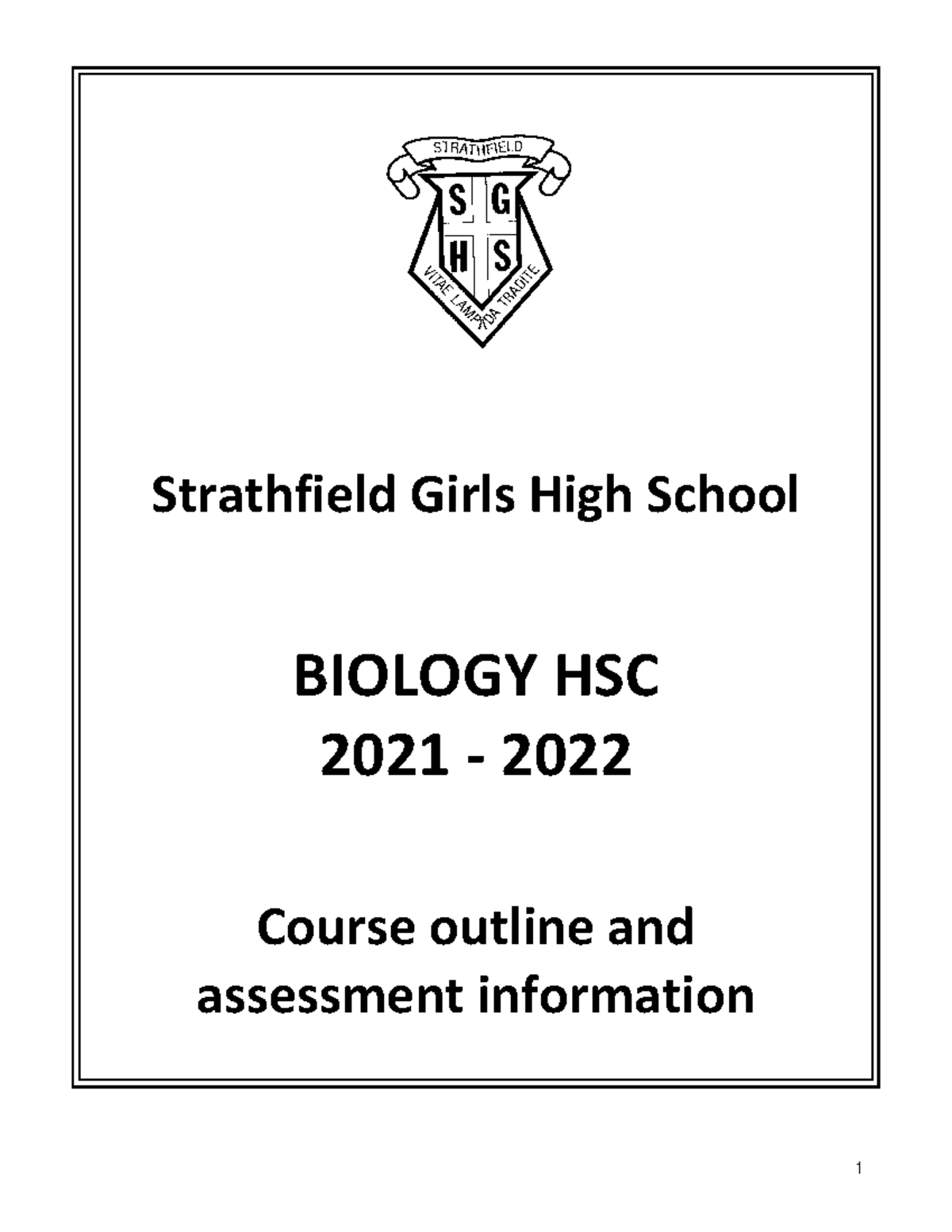 Strathfield Girls High School BIOLOGY HSC 2021 2022 Course outline and ...