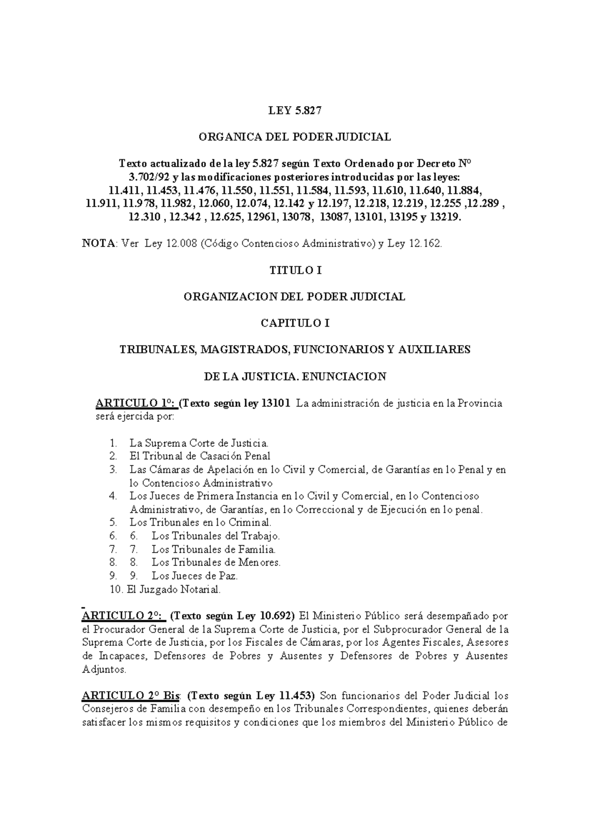 Ley Organica del Poder Judicial - LEY 5. ORGANICA DEL PODER JUDICIAL ...