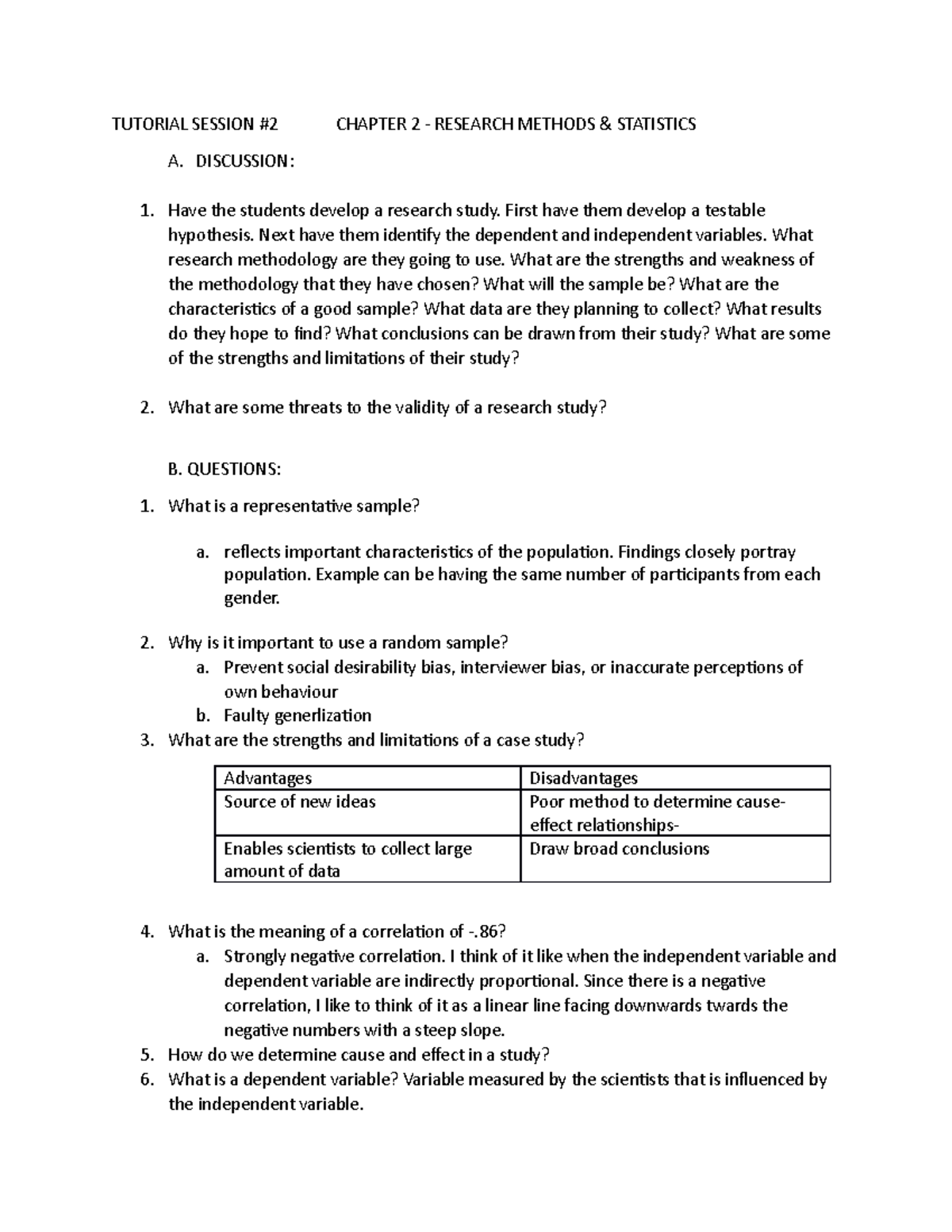 Tutorial 2 questions- 2021 - TUTORIAL SESSION #2 CHAPTER 2 - RESEARCH METHODS & STATISTICS A ...