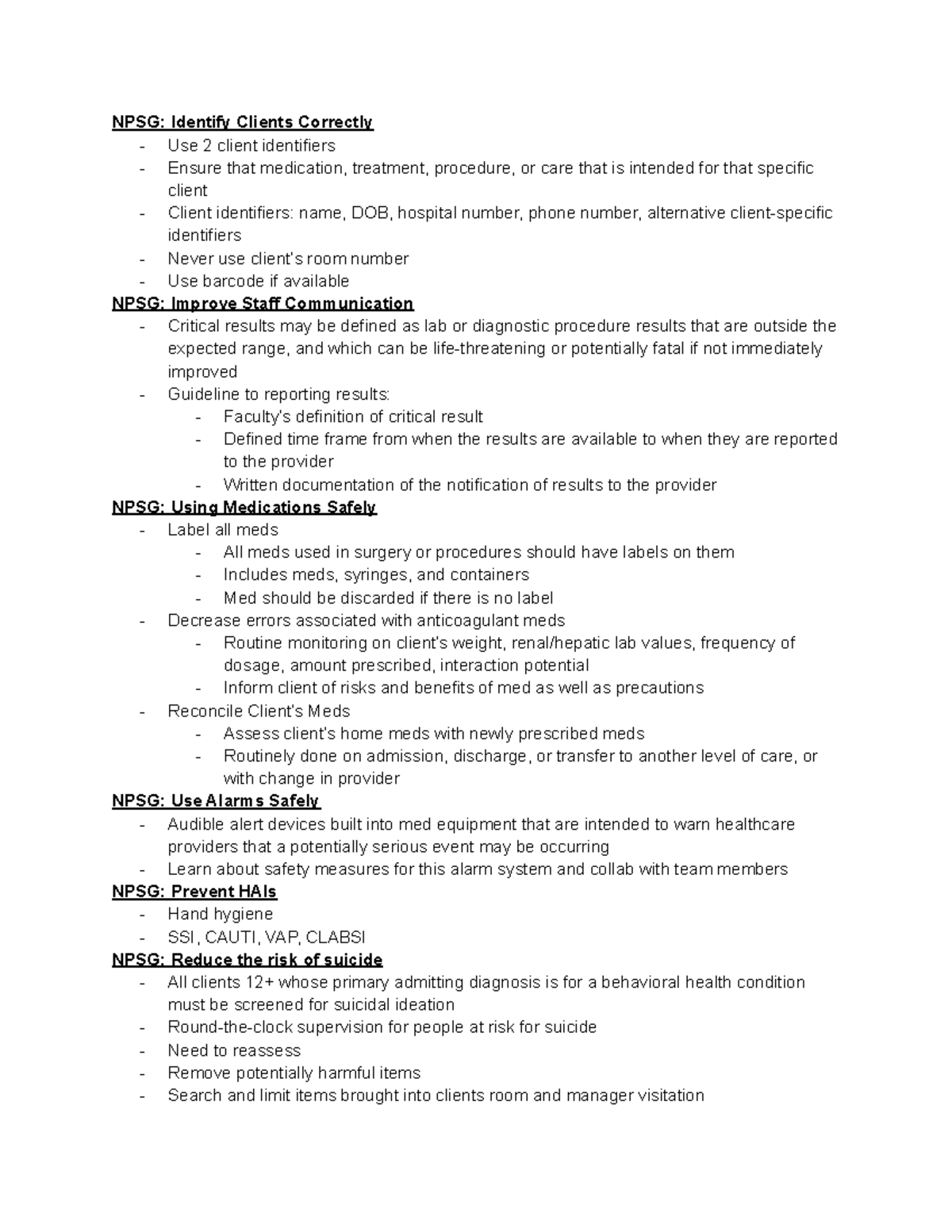 EF Safety - NPSG: Identify Clients Correctly - Use 2 client identifiers ...