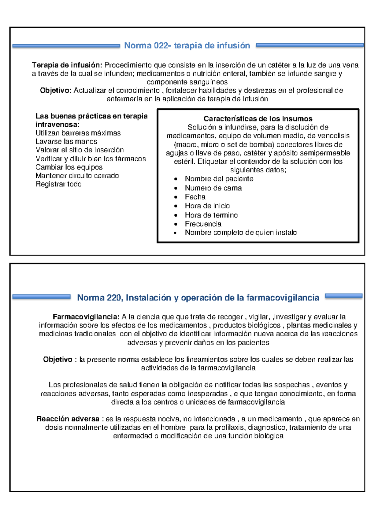 Fichas - Norma 022- terapia de infusión Terapia de infusión: Procedimiento que consiste en la ...