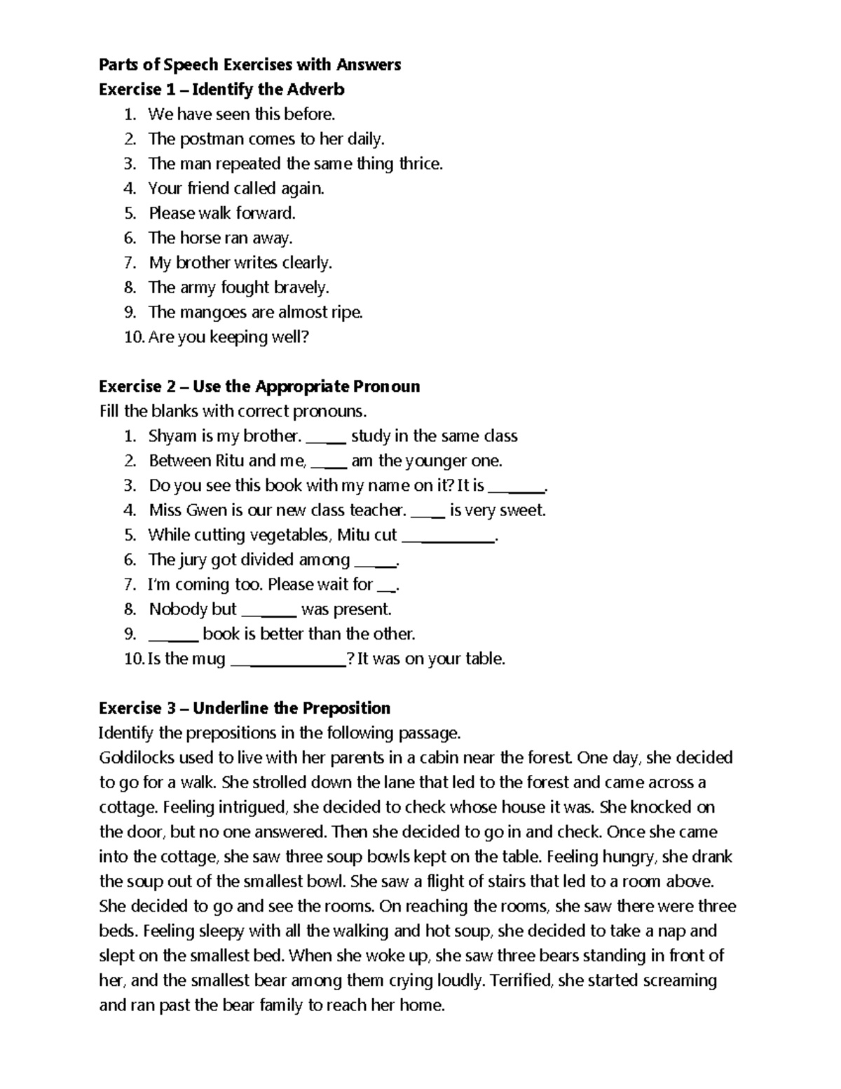 649060692 Parts of Speech Exercises With Answers - Parts of Speech ...