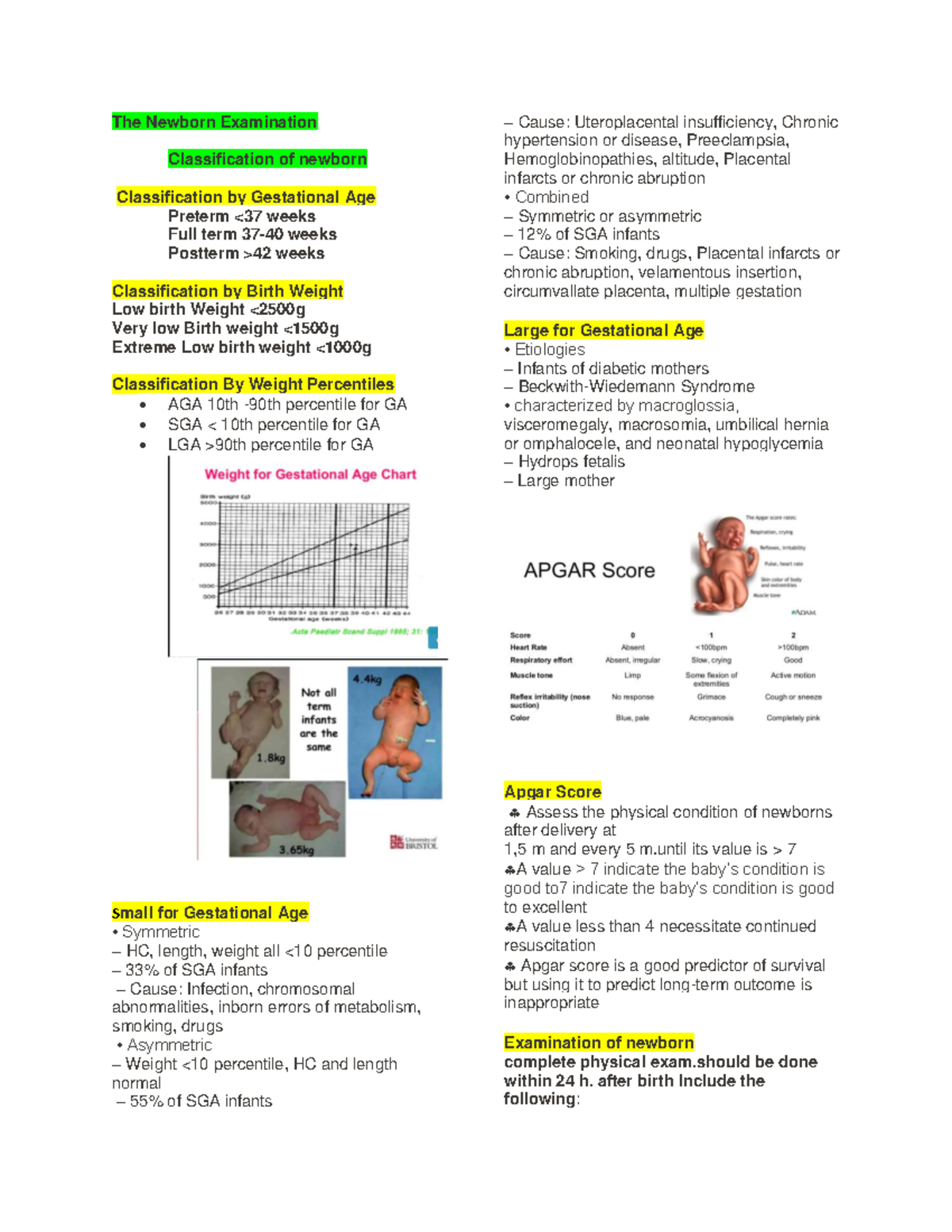 Neonate - The Newborn Examination Classification of newborn ...