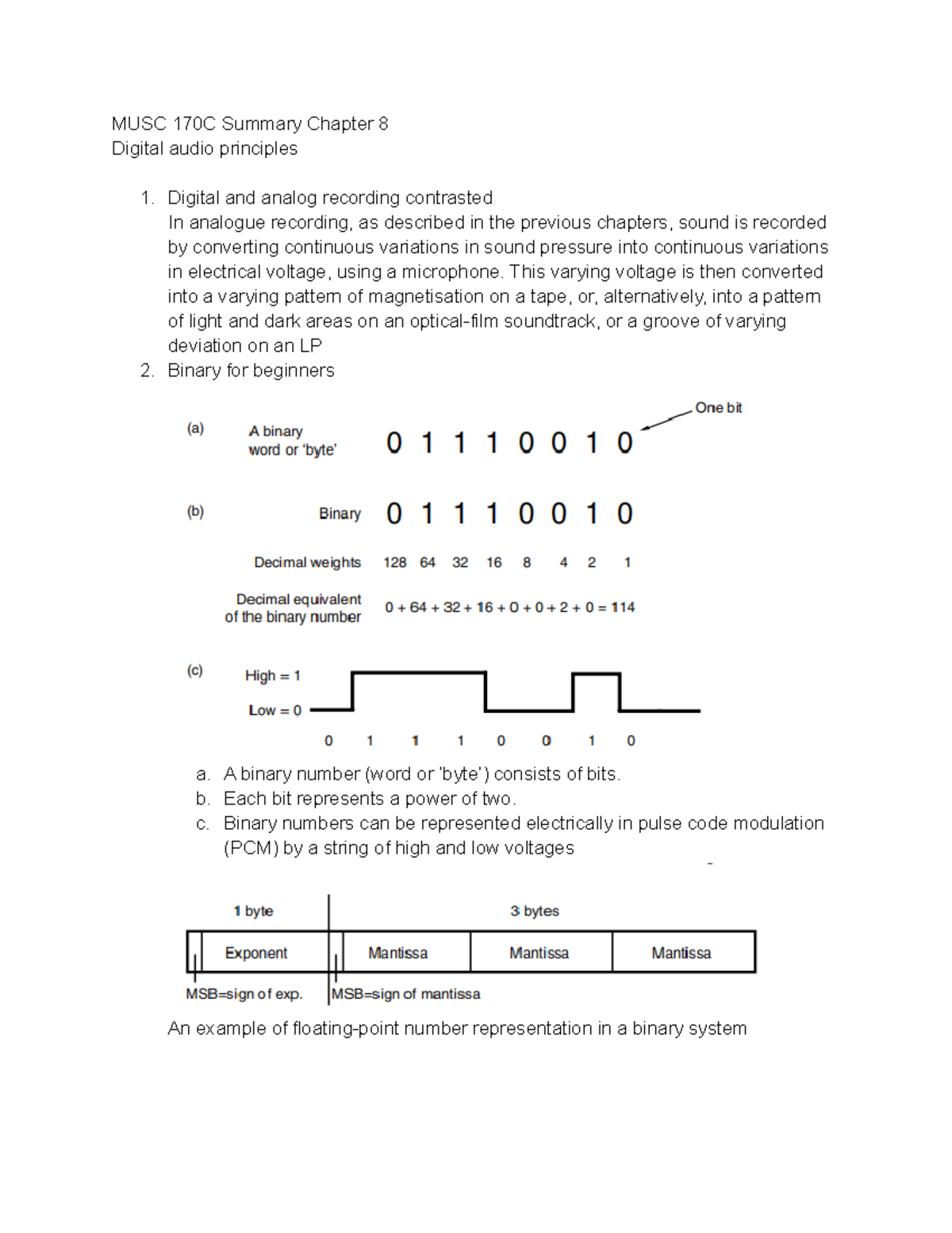 MUSC 170C Summary Chapter 8 - This varying voltage is then converted ...